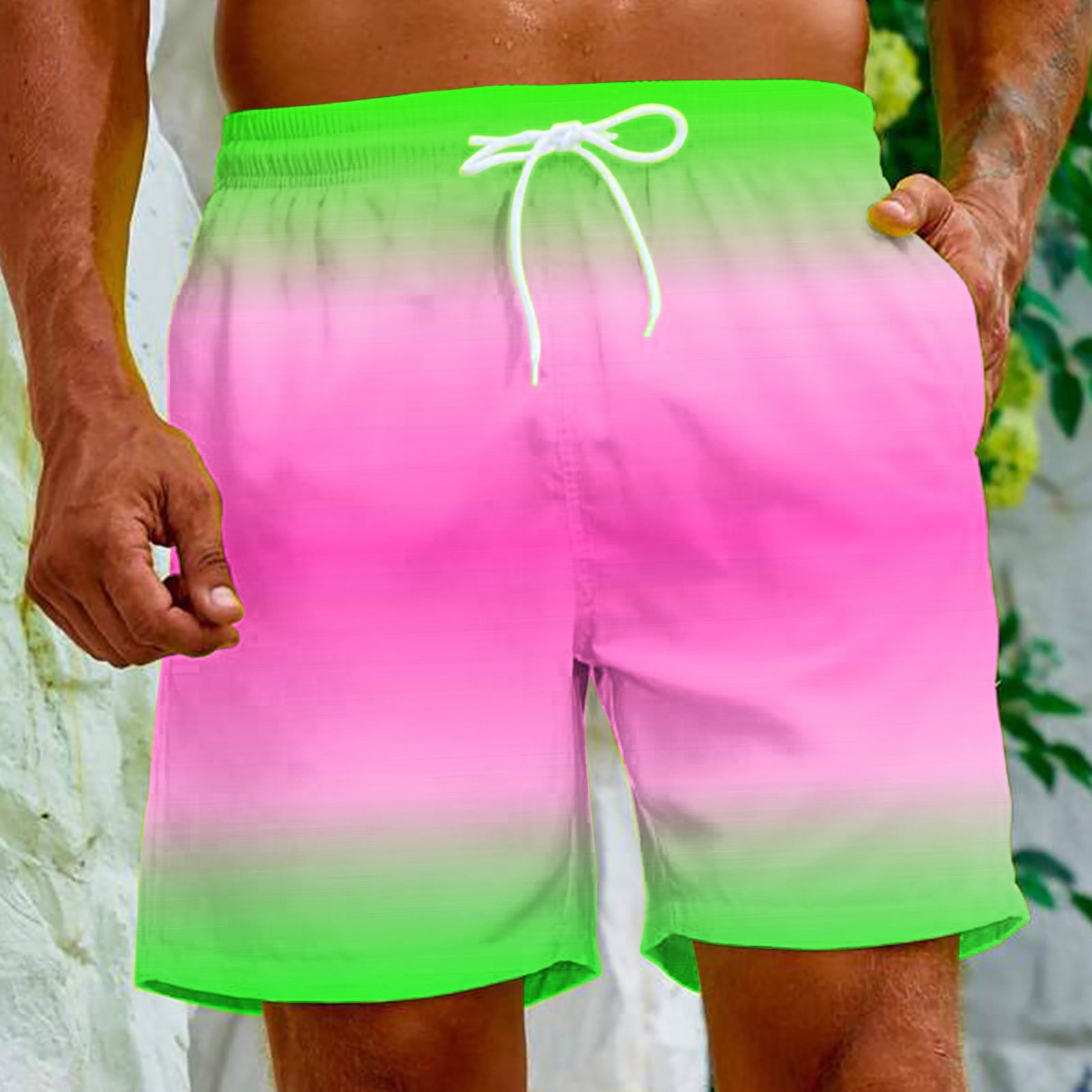 Wyongtao Mens Swim Trunks Quick Dry Gradient Print Boardshorts Inseam ...