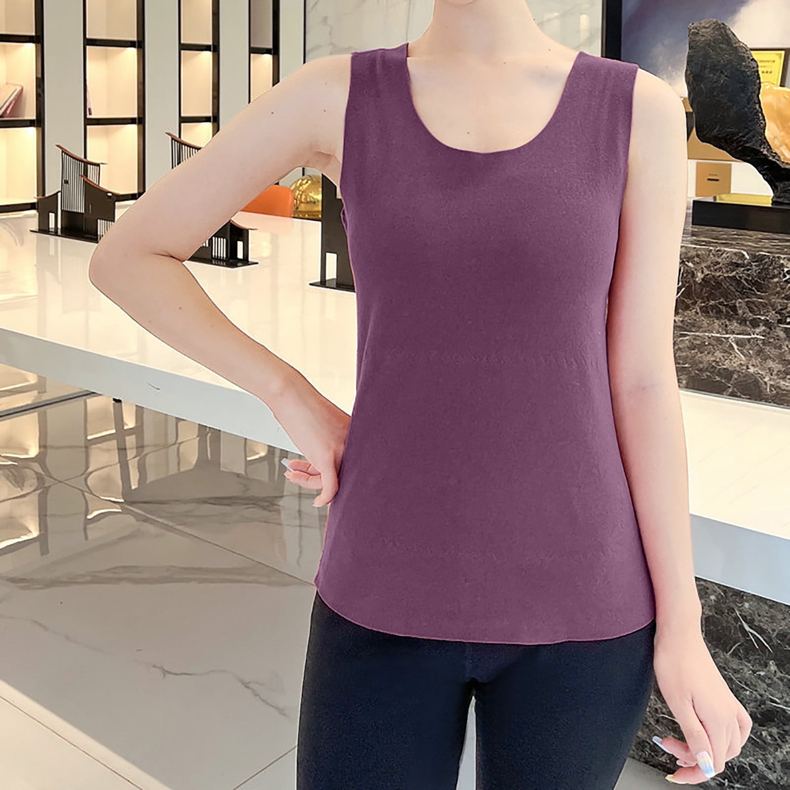 Wyongtao Seamless Tank Top for Women with Built-in Padded Bra ...