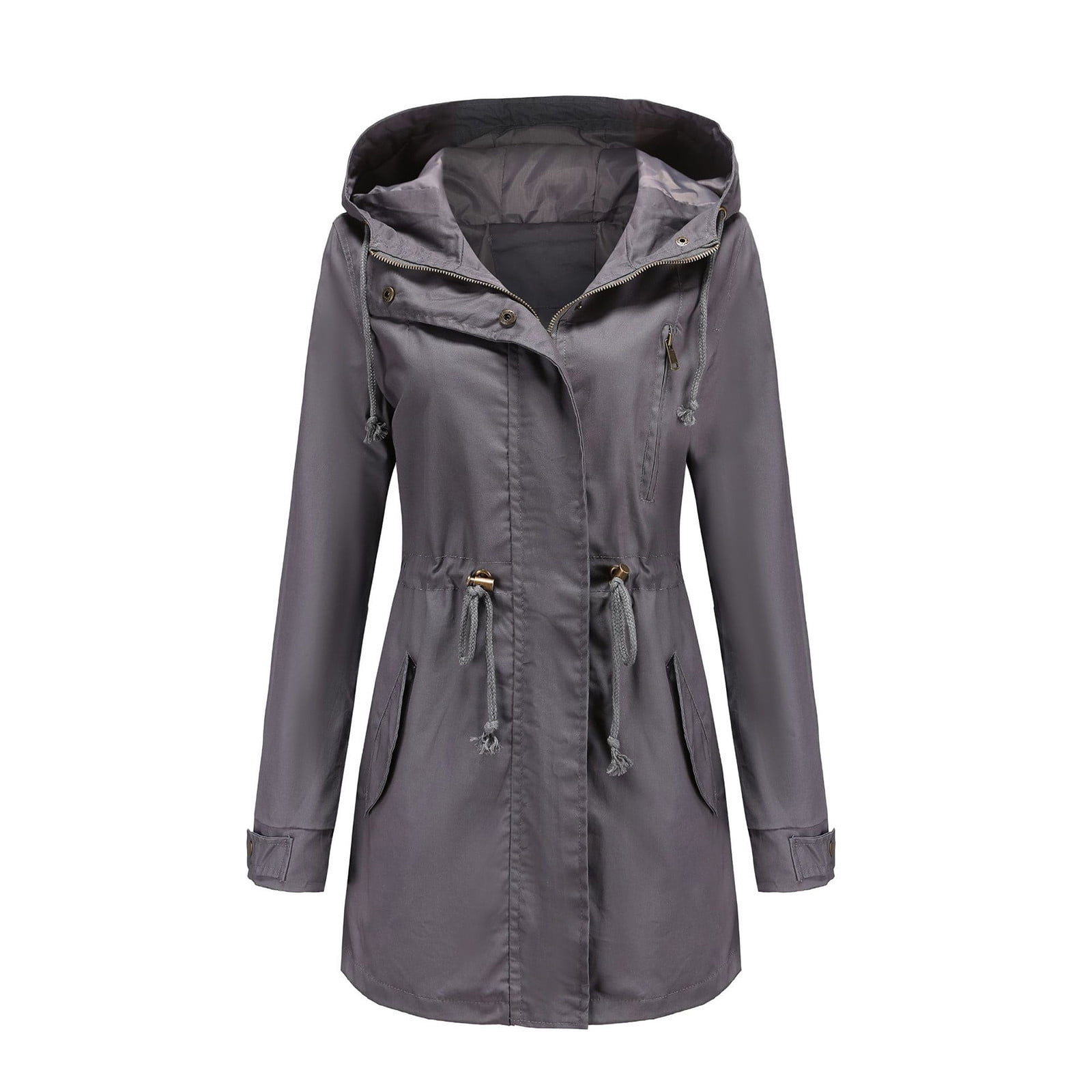 Wyongtao Women's Solid Raincoat Waterproof Long Hooded Trench Coats ...