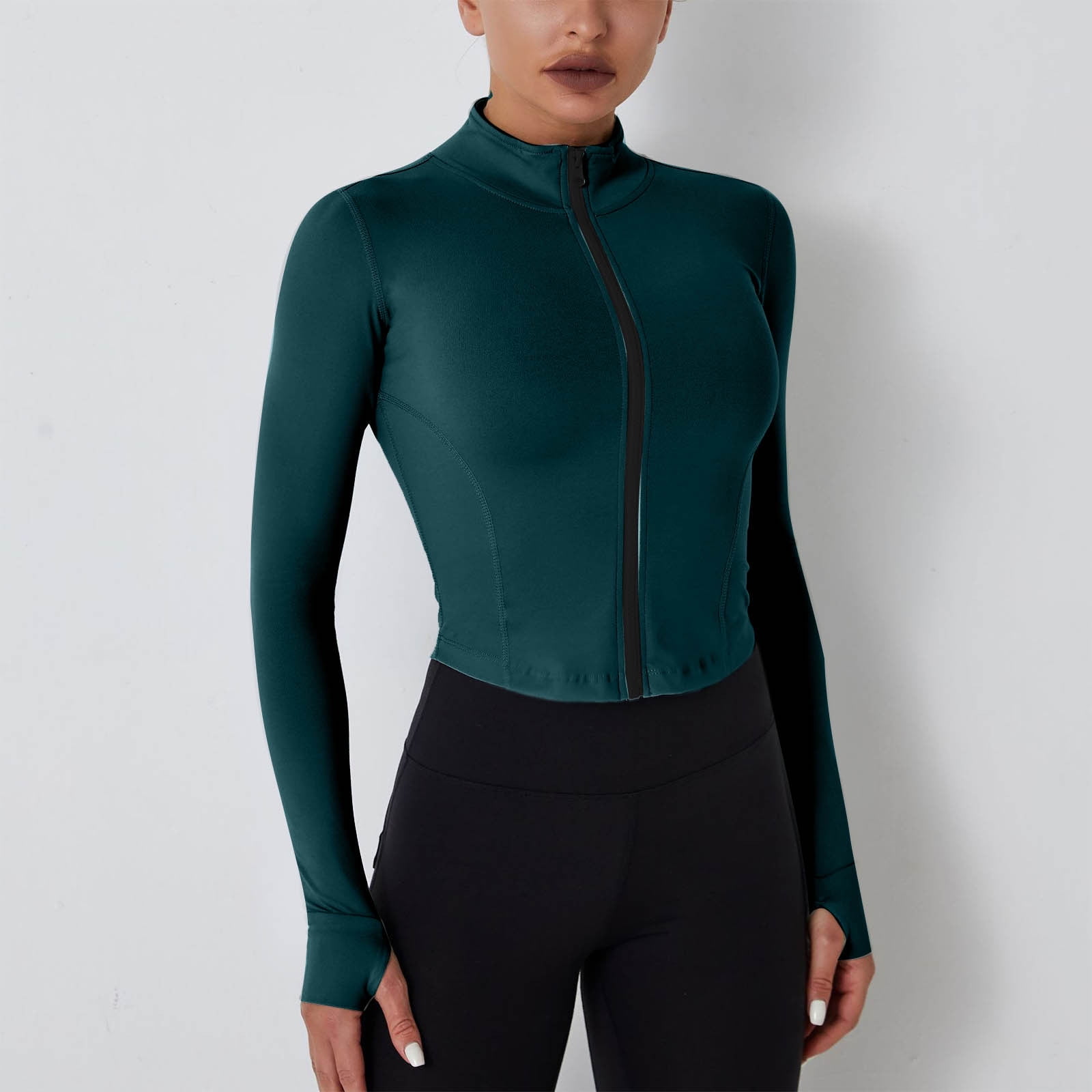 Wyongtao Women's Workout Yoga Jacket Long Sleeve Slim Fit Full Zip ...