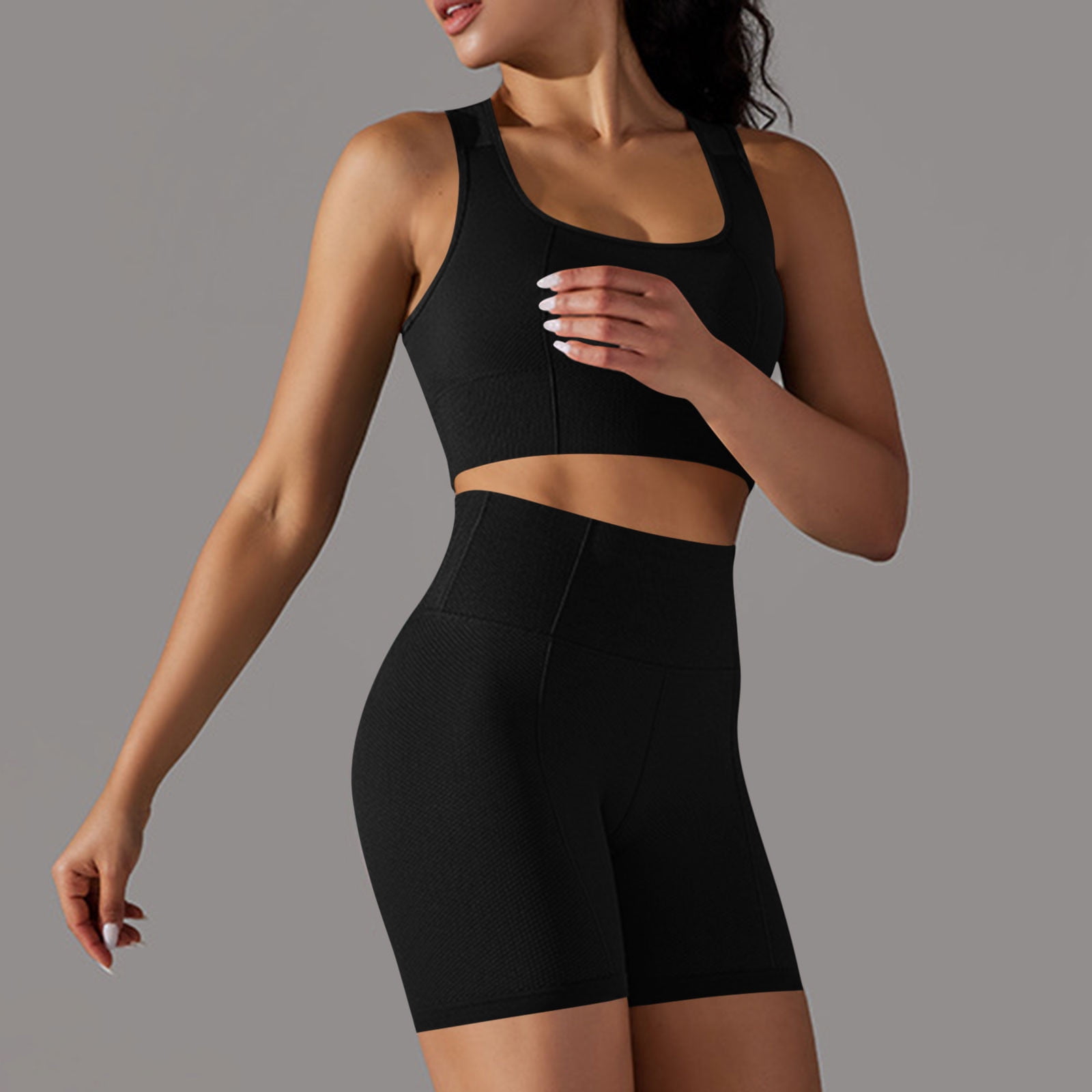 Wyongtao Womens Workout Sets 2 Piece Seamless Yoga Outfits Shorts and ...