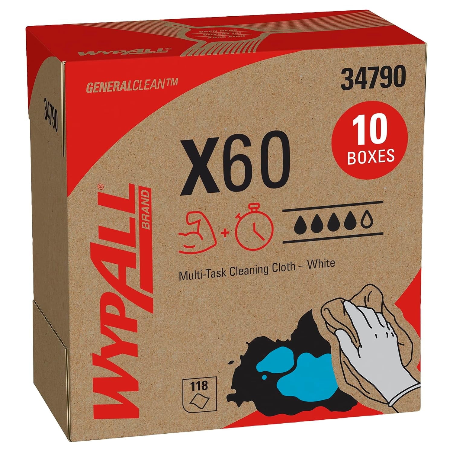WypAll GeneralClean X60 Multi-Task Cleaning Cloths (34790), Pop-Up Box ...