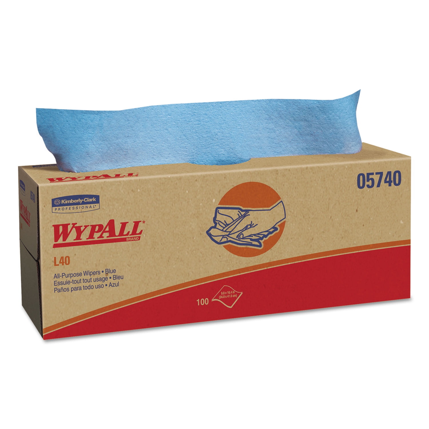 WypAll KCC 05740 L40 Pop-Up Box 9.8 in. x 16.4 in. Towels - Blue (9 ...