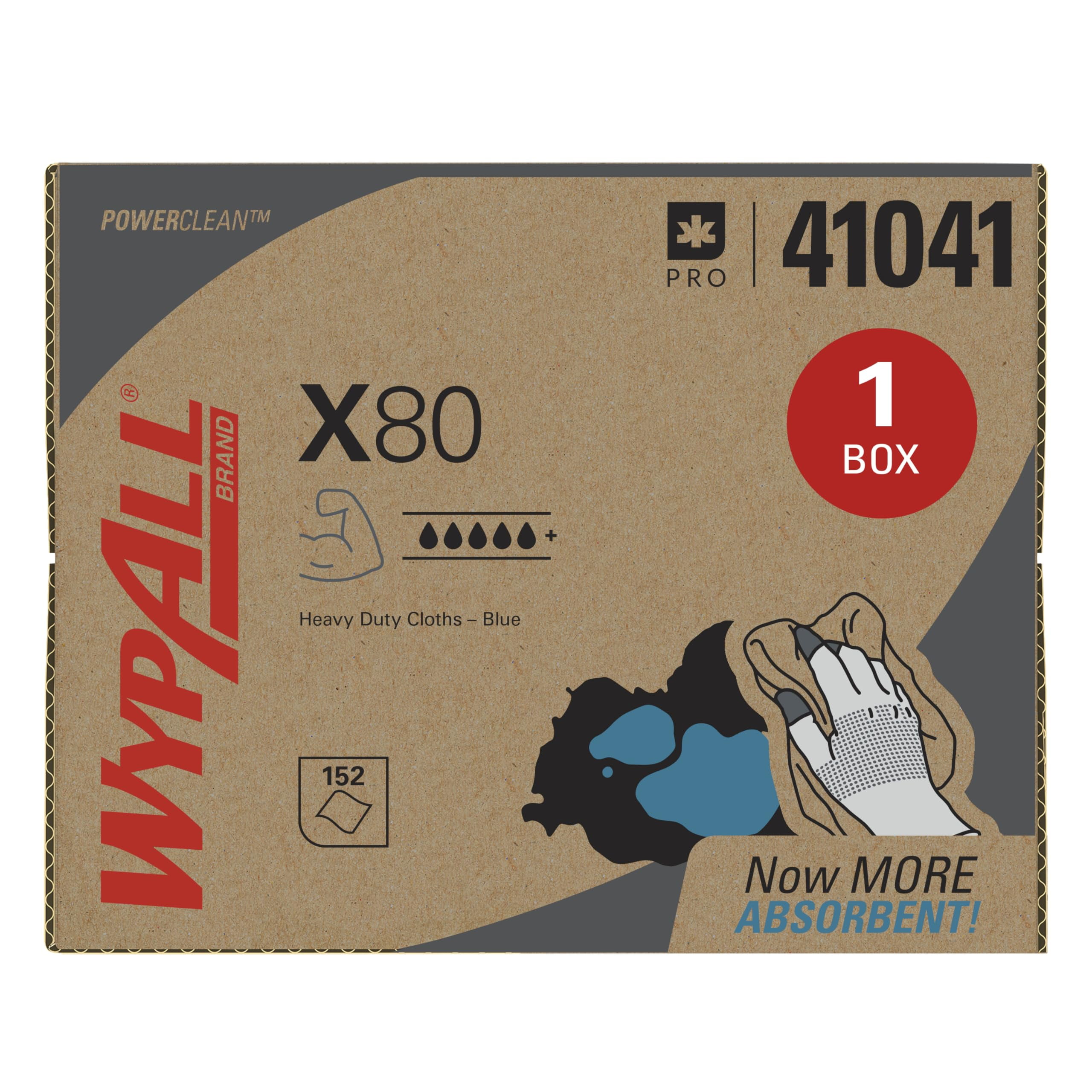 WypAll PowerClean X80 Cloths Heavy Duty Wipes (41041), Brag Box ...