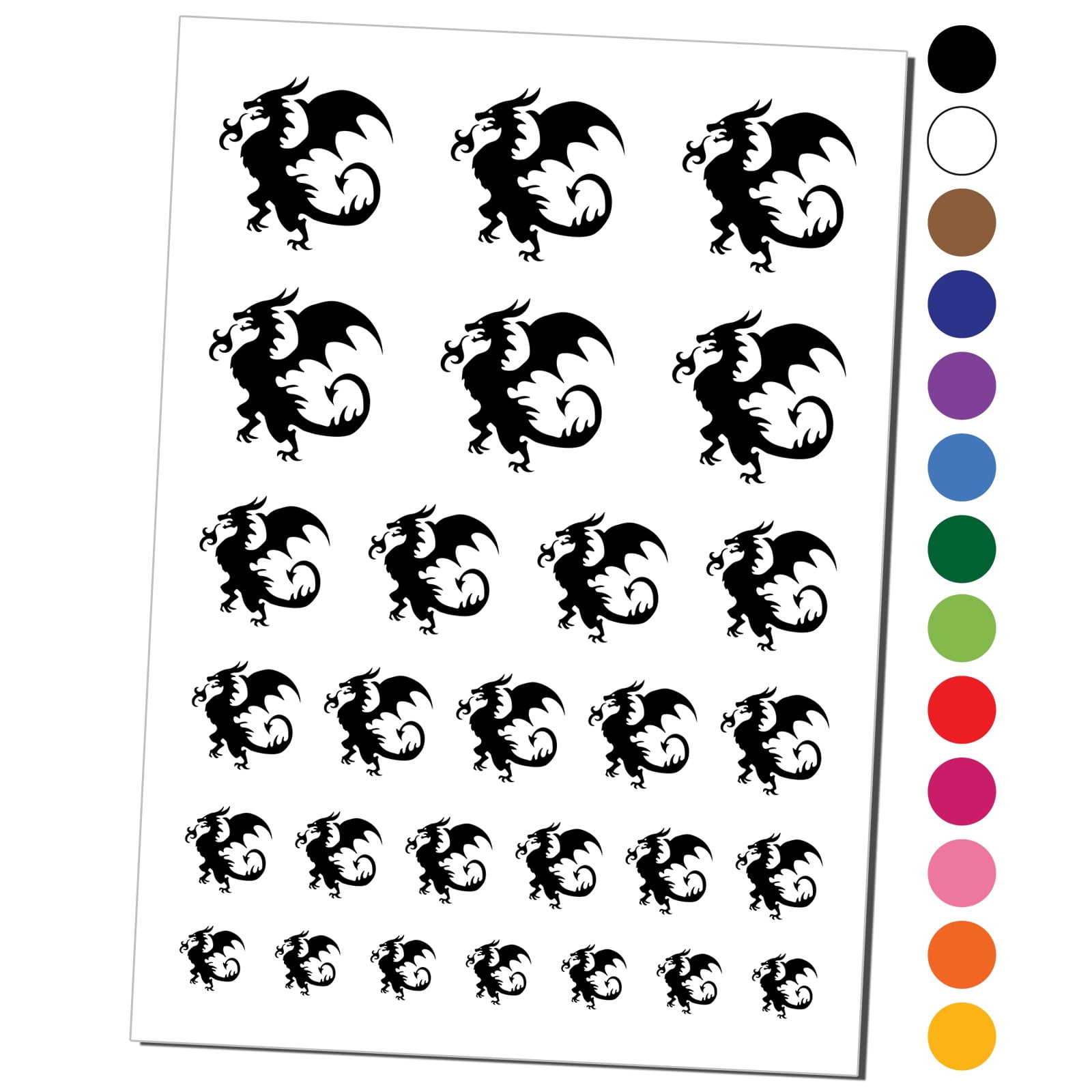 Wyvern Dragon Fantasy Silhouette Water Resistant Temporary Tattoo Set ...