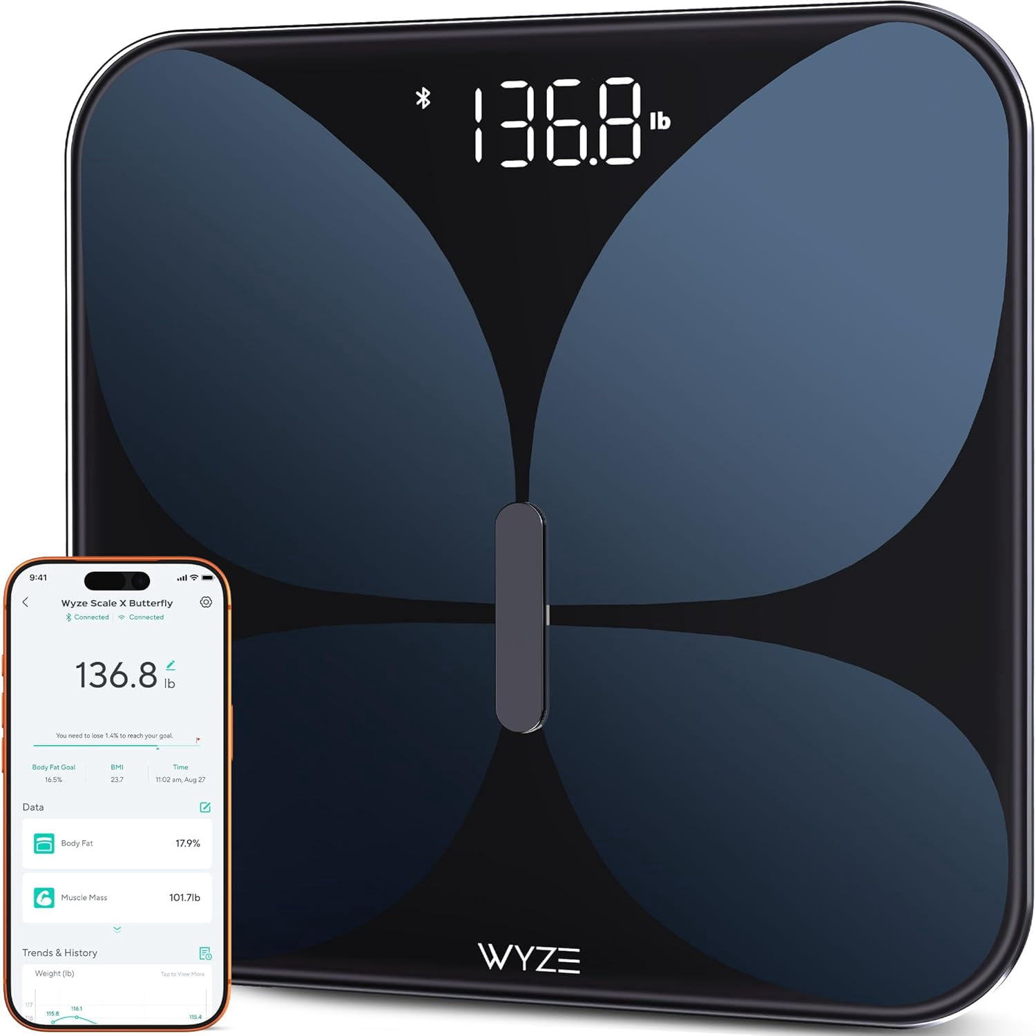 Wyze Smart Scale X Butterfly - Scale for Body Weight, BMI, Body Fat ...