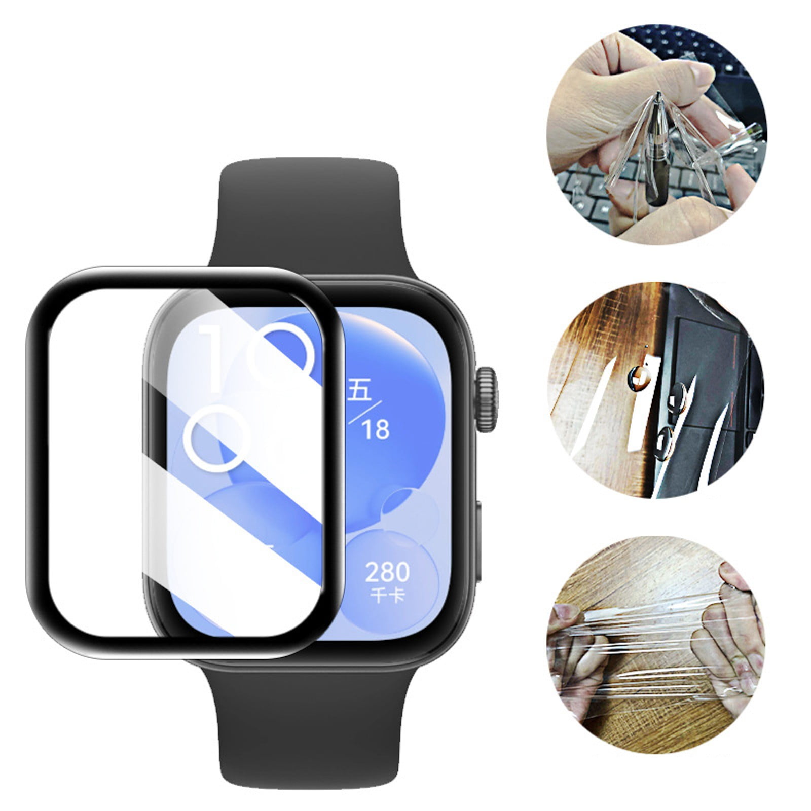 Wyzesi Curved Tempered Glass Screen Protector Watch Fit 3 Smartwatch ...
