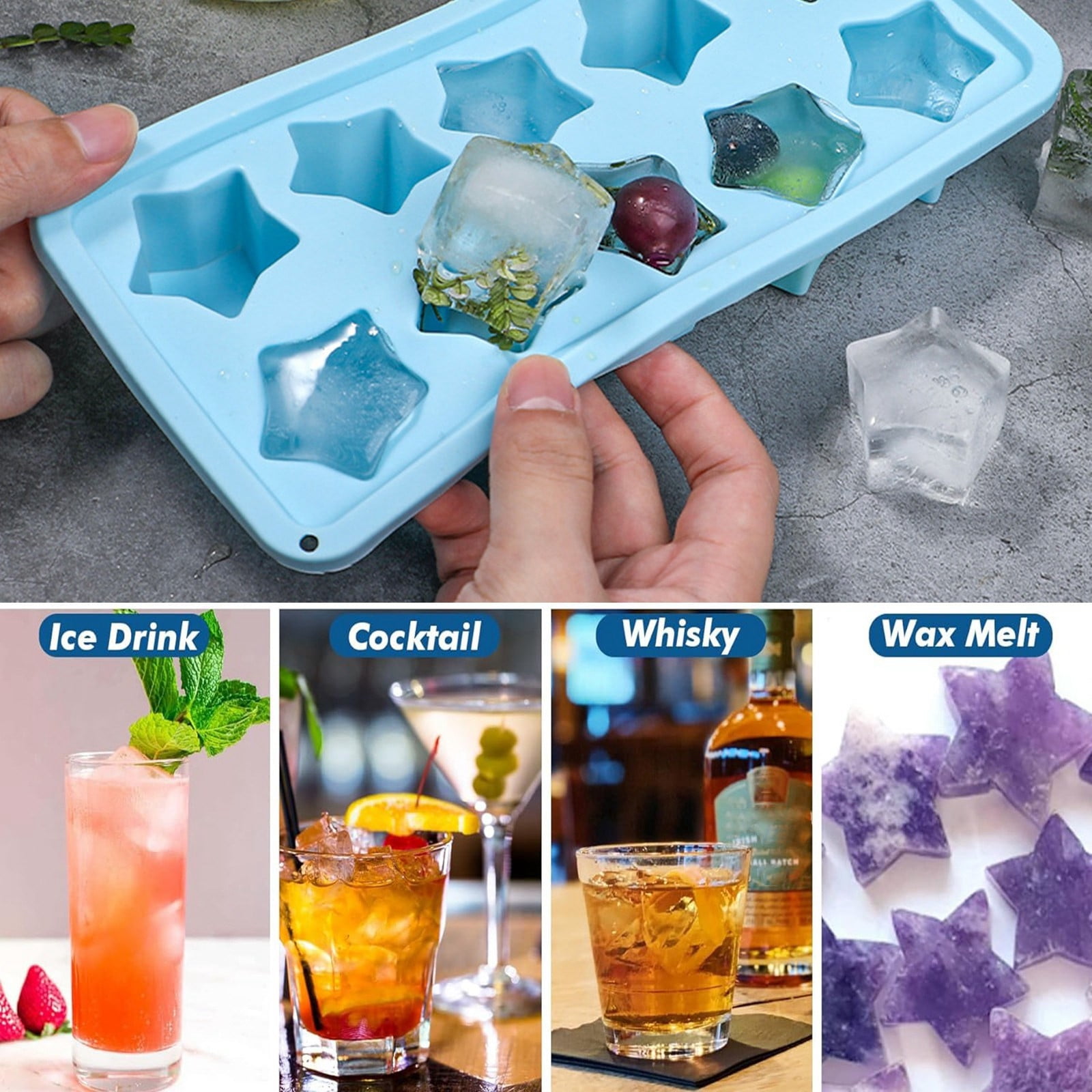 Wyzesi Ice Grid Ice Cube Soft Silicone Ice Making Creative 10 Grid ...