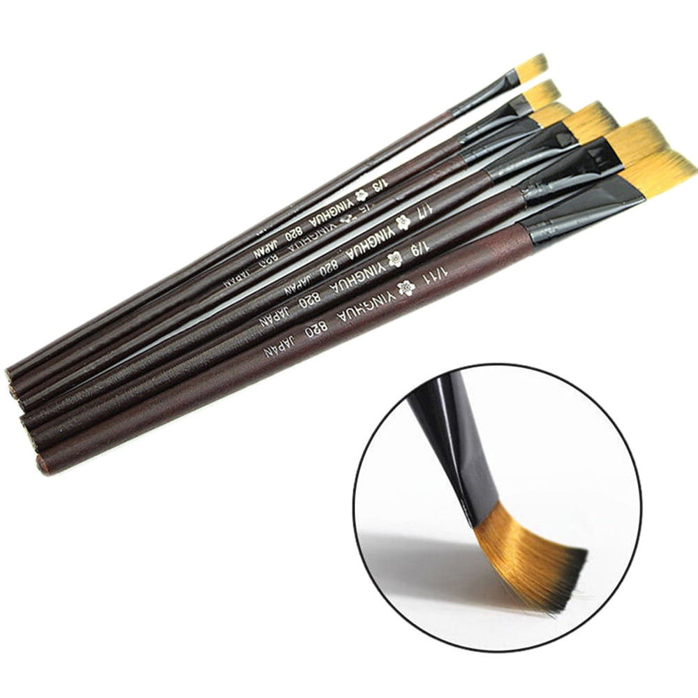 Wyzesi Pack of 6 Art Brown Nylon Paint Brushes for Acrylic - Walmart.com