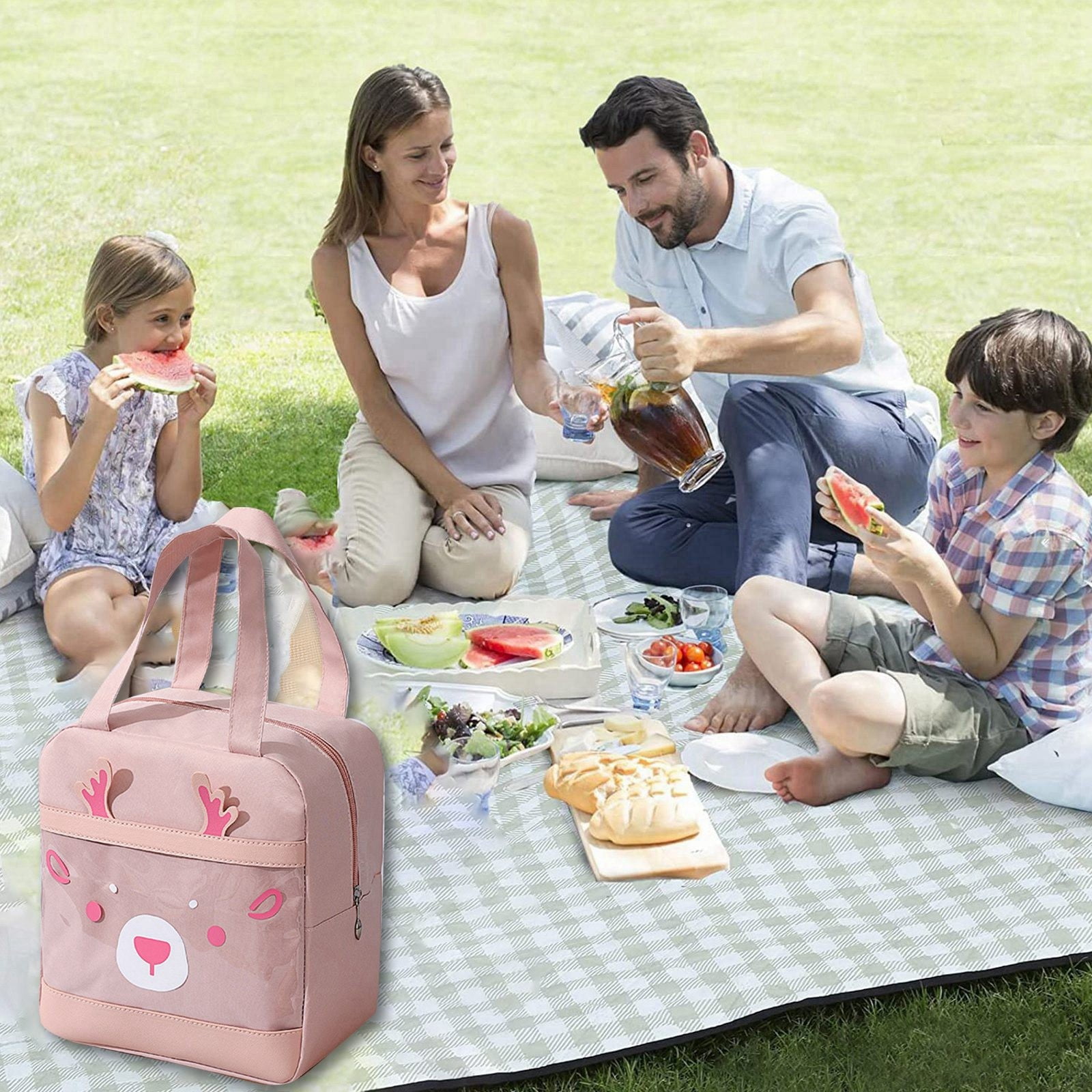 Wyzesi Vintage Restaurant Coffee Cups Cloth Cartoon Lunch Basket Cute with Meal Basket Portable ...