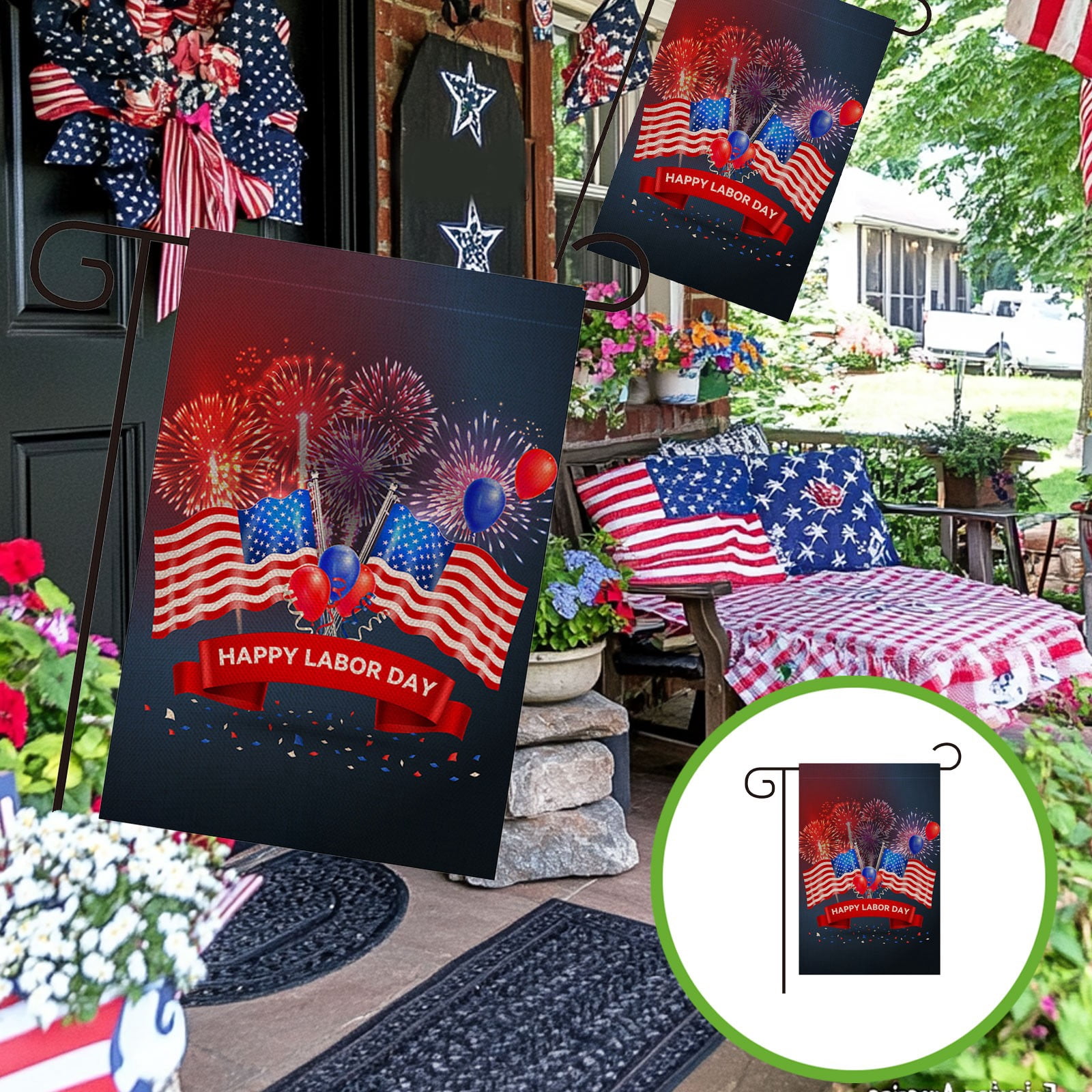 Wzzjkit 4th of July Decorations Patriotic Garden Flag Double Sided USA ...