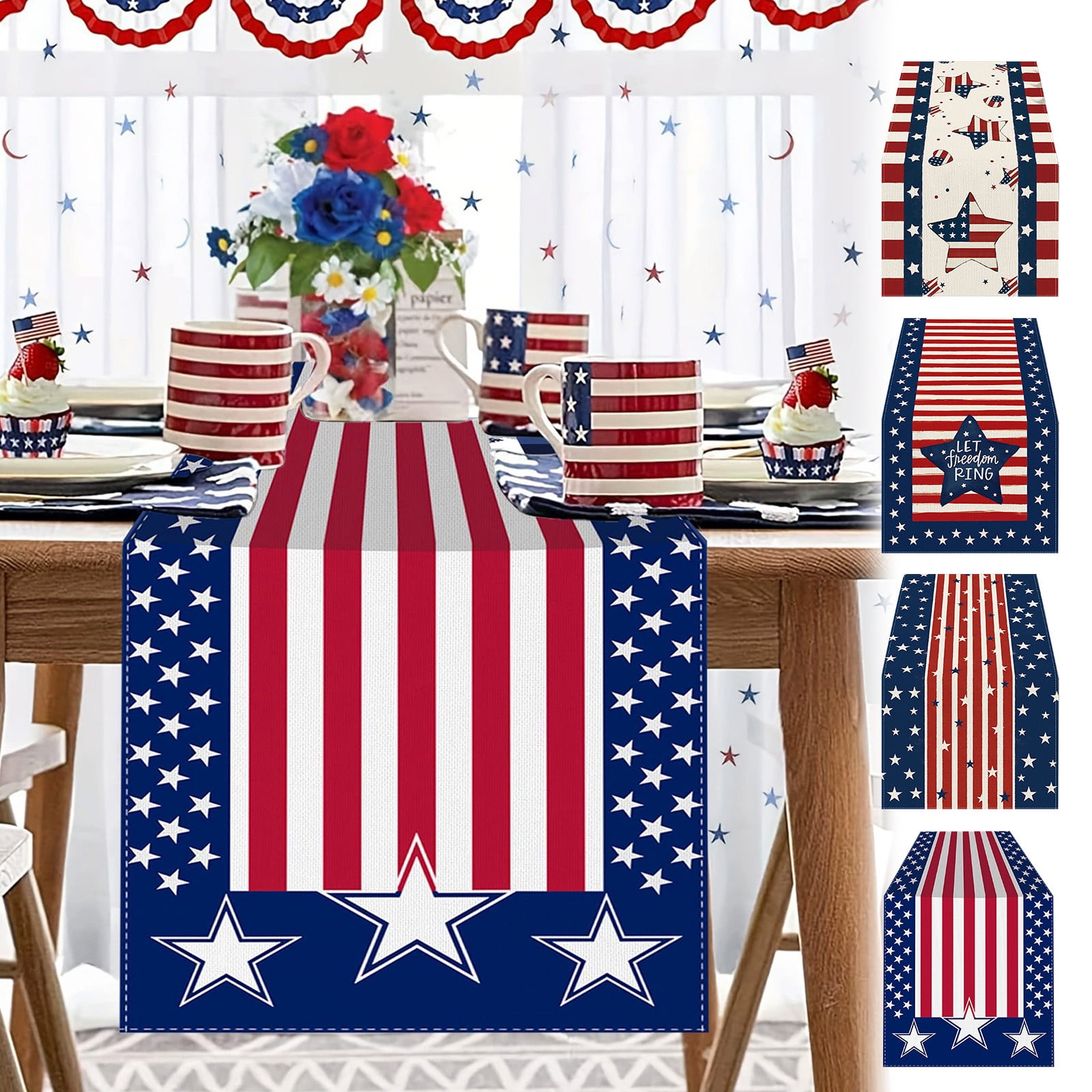 Wzzjkit 4th of July Table Runner, America Flag Star Stripe Patriotic ...