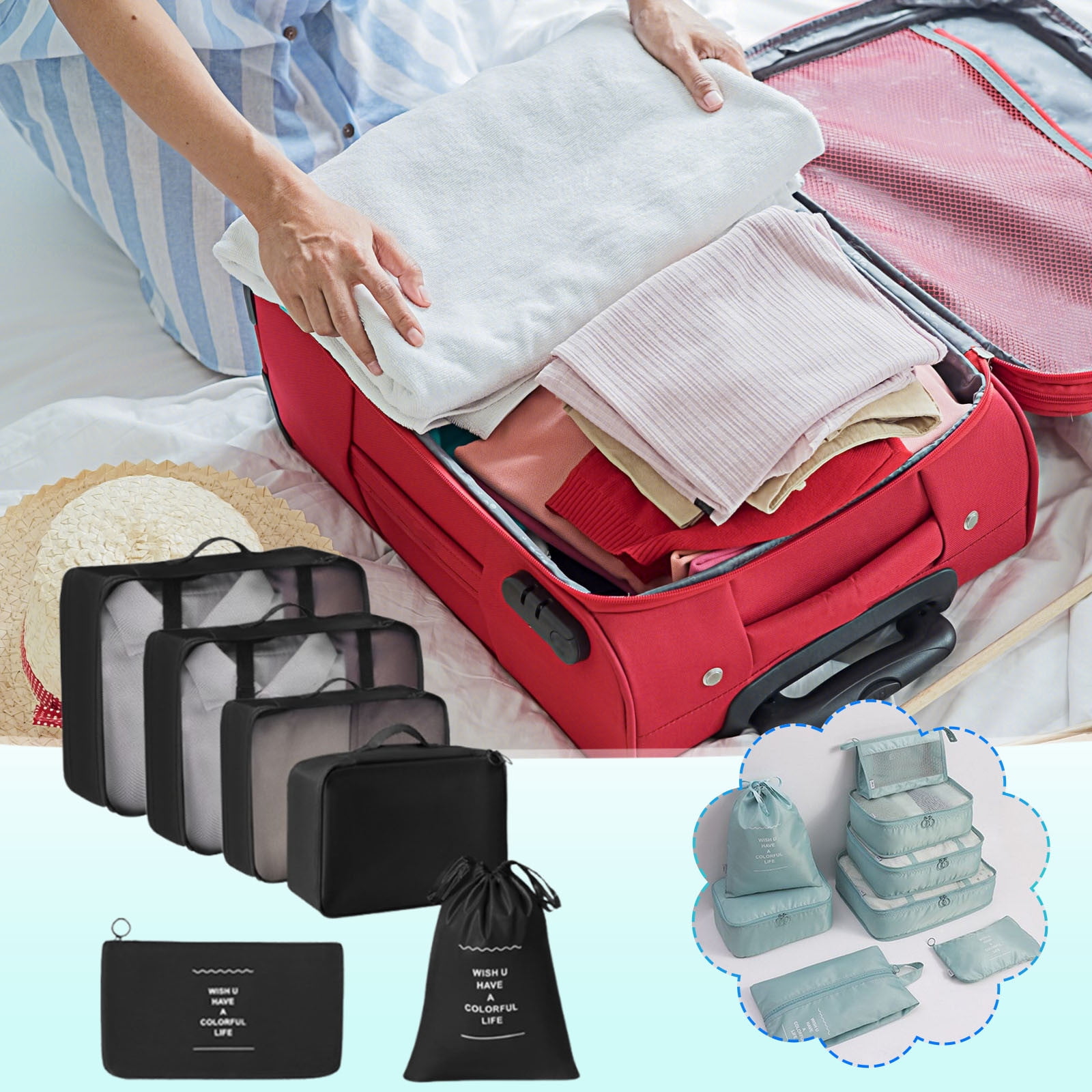 Wzzjkit 6 Set Packing Cubes, Gifts for Women Teen Girl, Packing Cubes ...