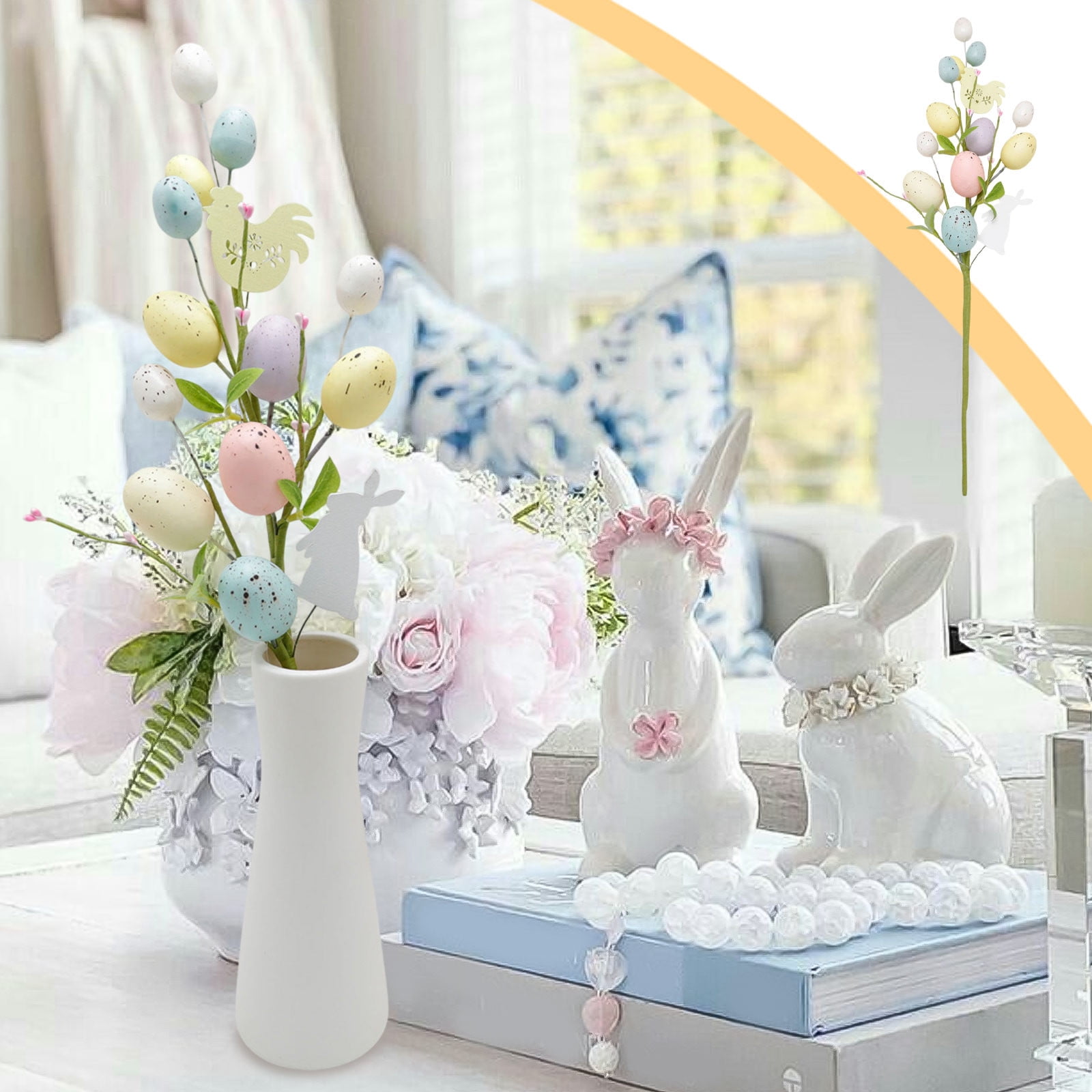 Wzzjkit Artificial Easter Spray Vine with Pastel Easter Eggs and ...
