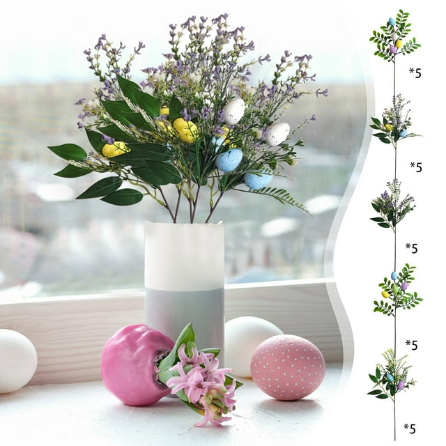 Wzzjkit Artificial Easter Spray Vine with Pastel Easter Eggs and ...