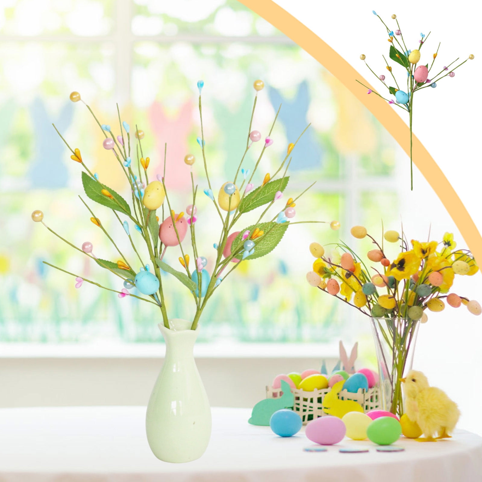 Wzzjkit Easter Decorations, Artificial Easter Eggs Tree Branches ...