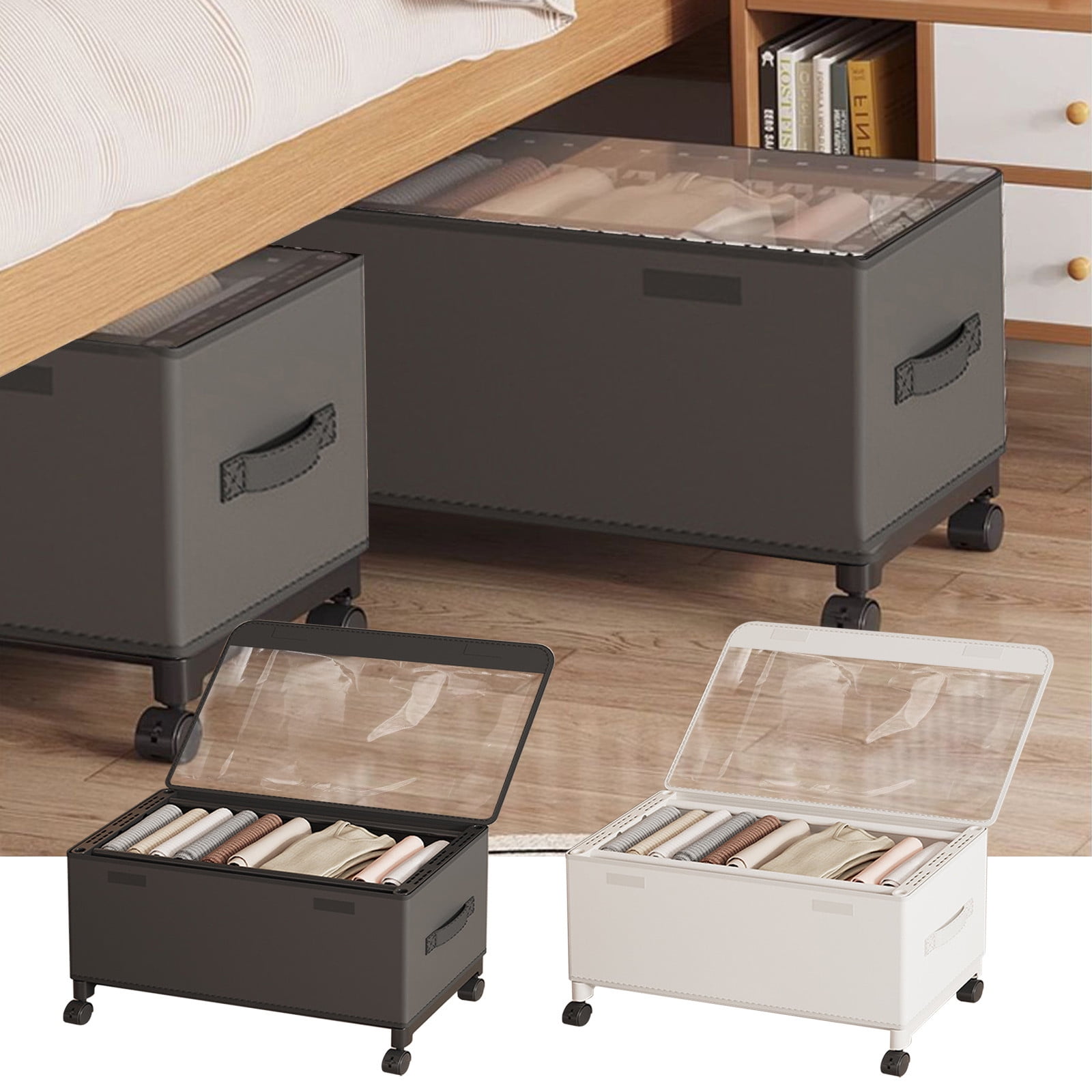 Wzzjkit Under Bed Storage with Wheels, Underbed Storage Containers with ...