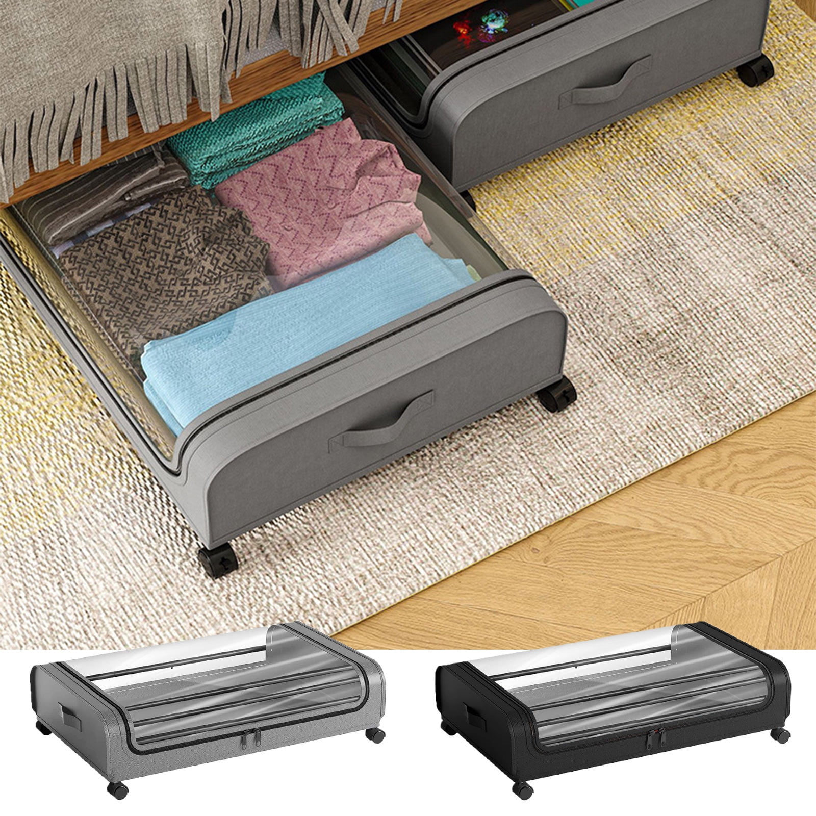 Wzzjkit Under Bed Storage with Wheels, Underbed Storage Containers with ...