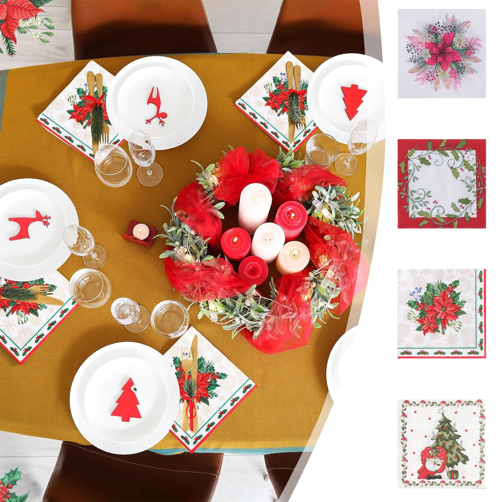 Wzzjkit Christmas Paper Napkins Disposable Painted Napkins Festive ...