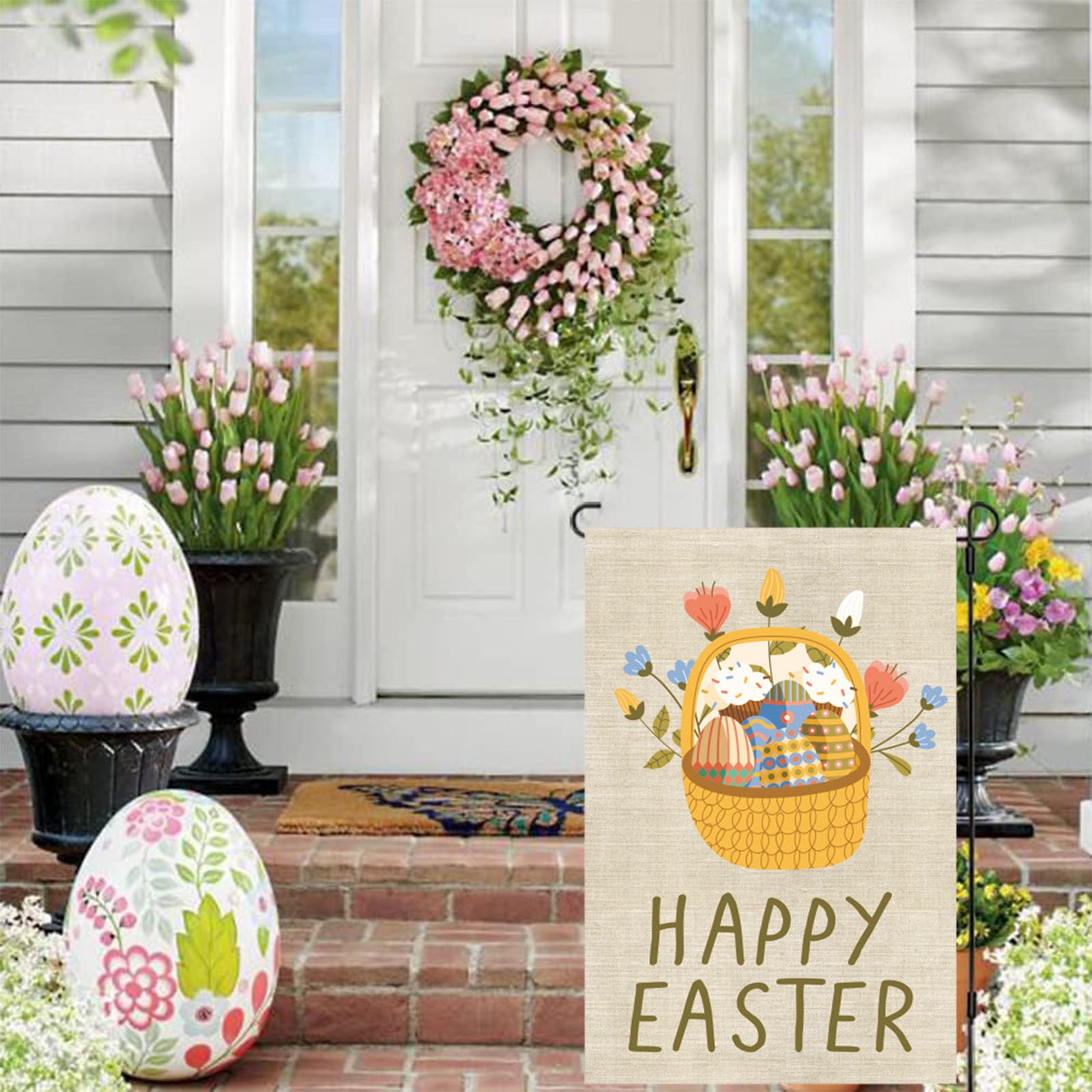 Wzzjkit Easter Decorations Easter Banners Gardens Flag Happy Easter ...