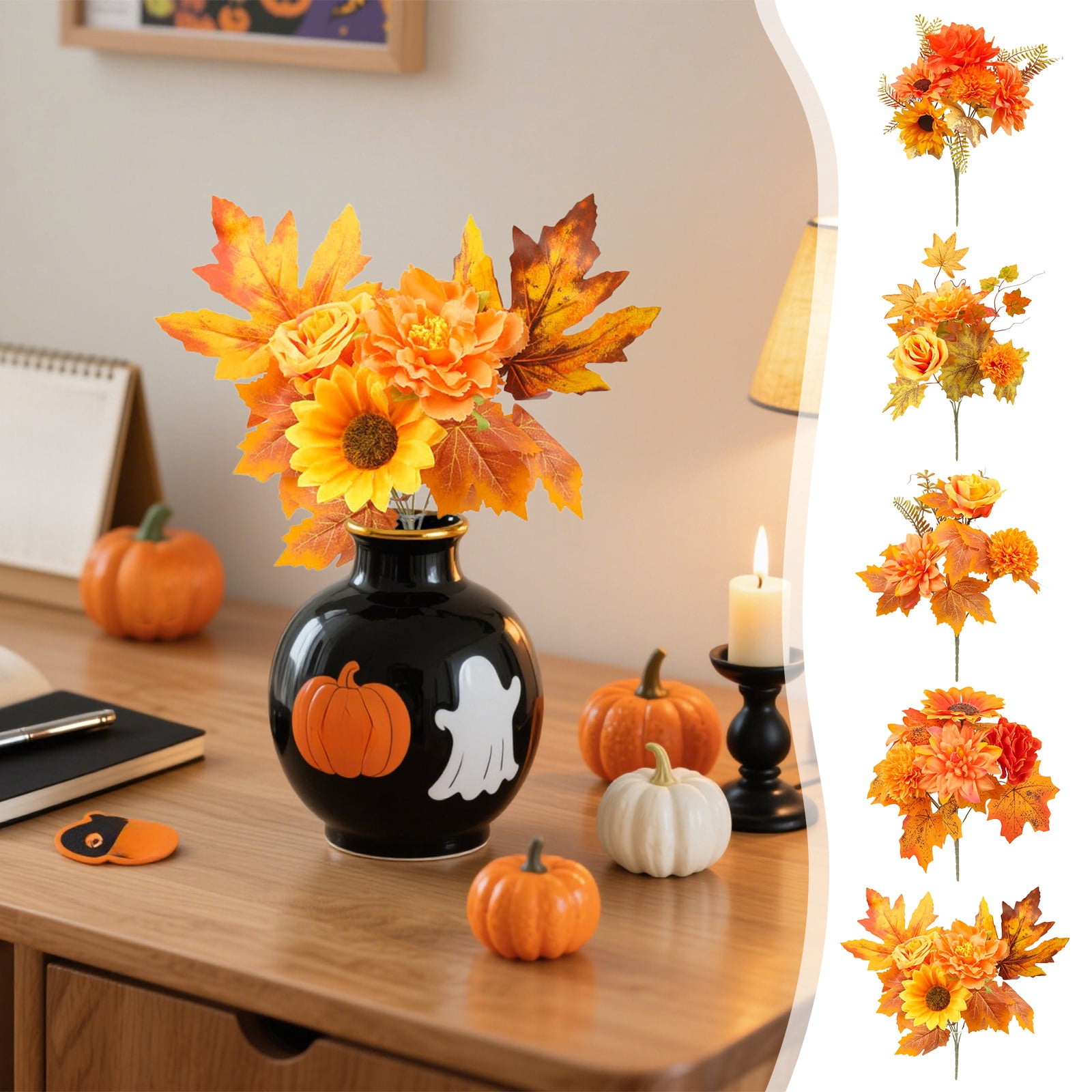 Wzzjkit Fall Artificial Plants Fake Branches for Vase, Faux Maple ...