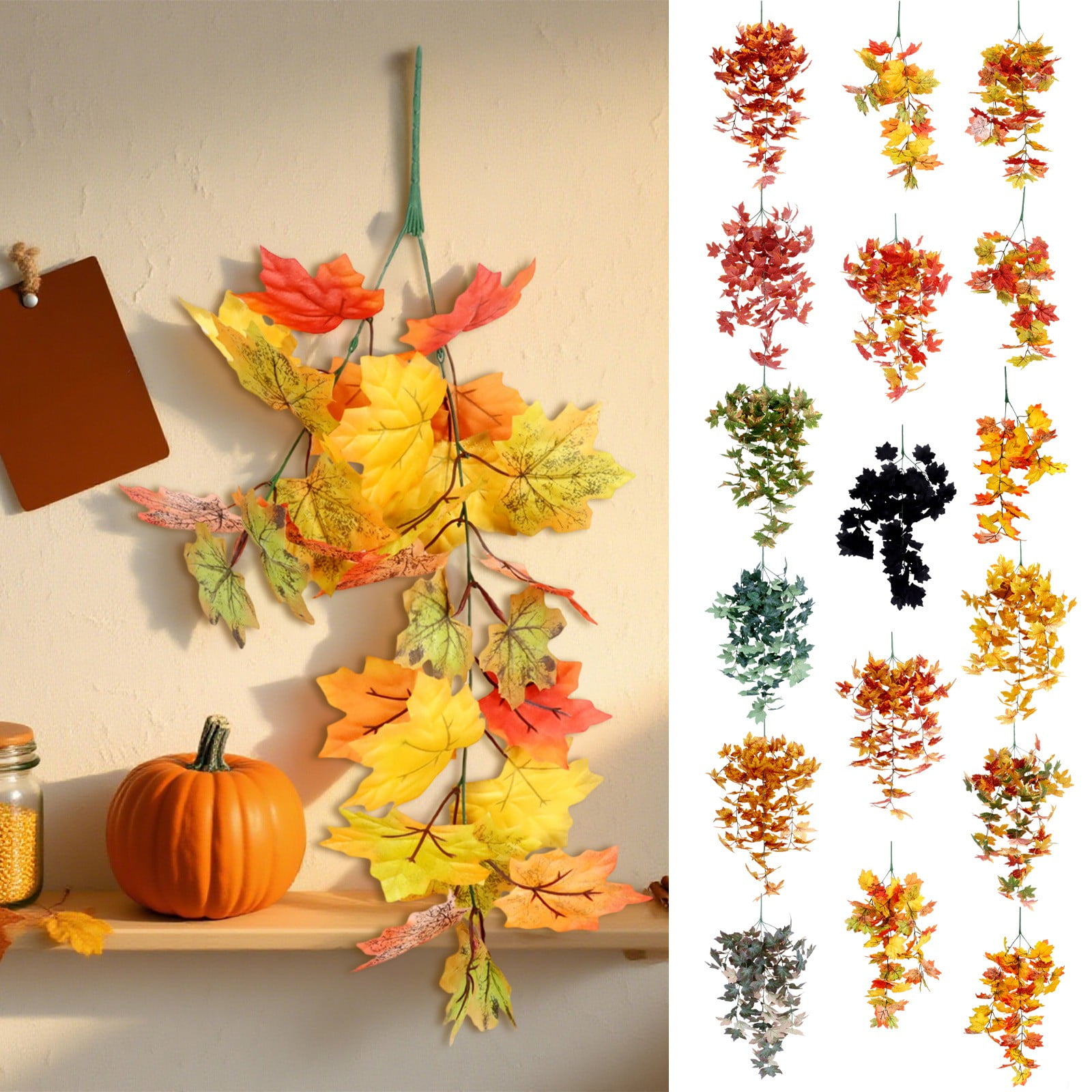 Wzzjkit Fall Teardrop Swag, Artificial Thanksgiving Wreath Wall Hanging ...