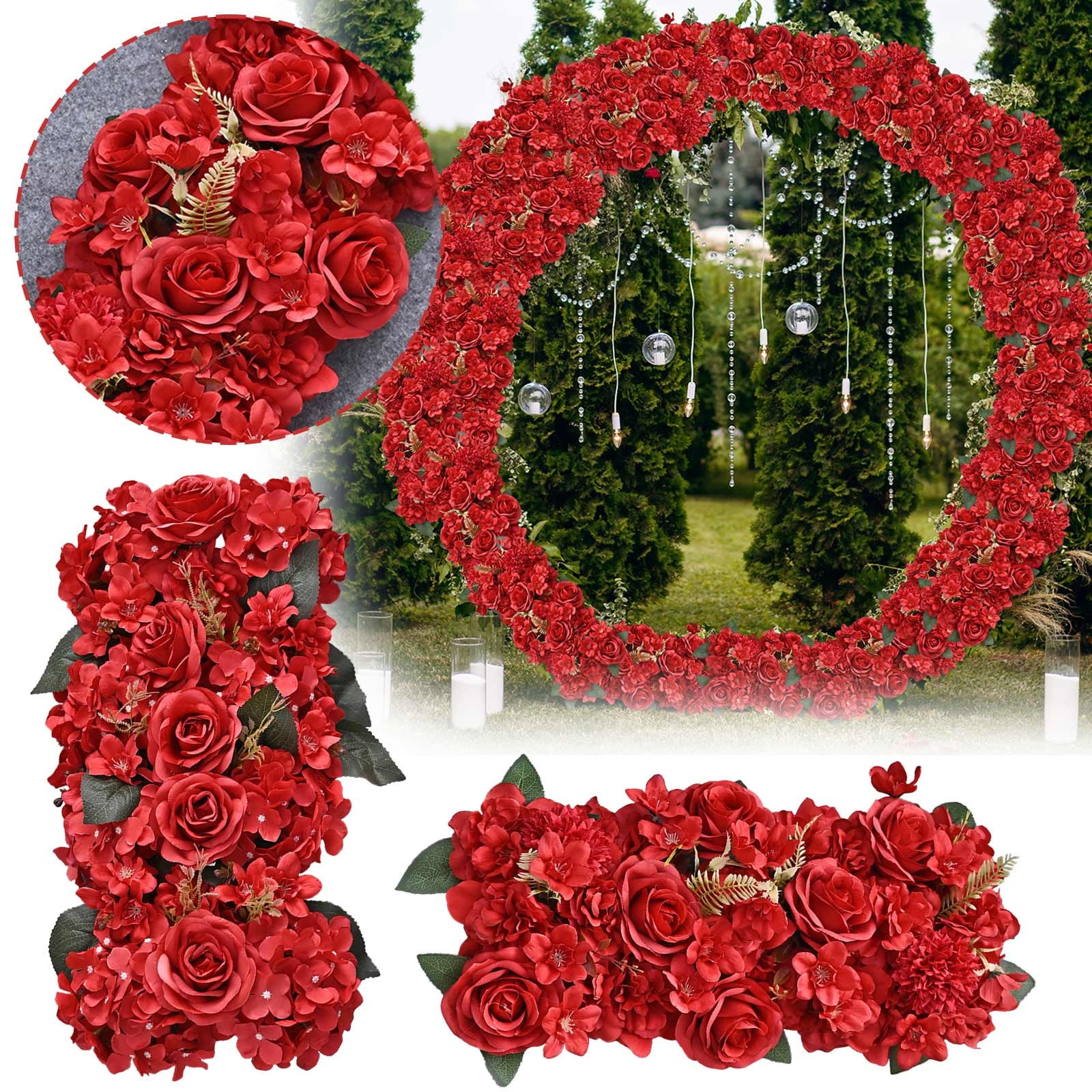 Wzzjkit Flower Wall Panel, Artificial Wall Flower Silk Hydrangea Rose ...