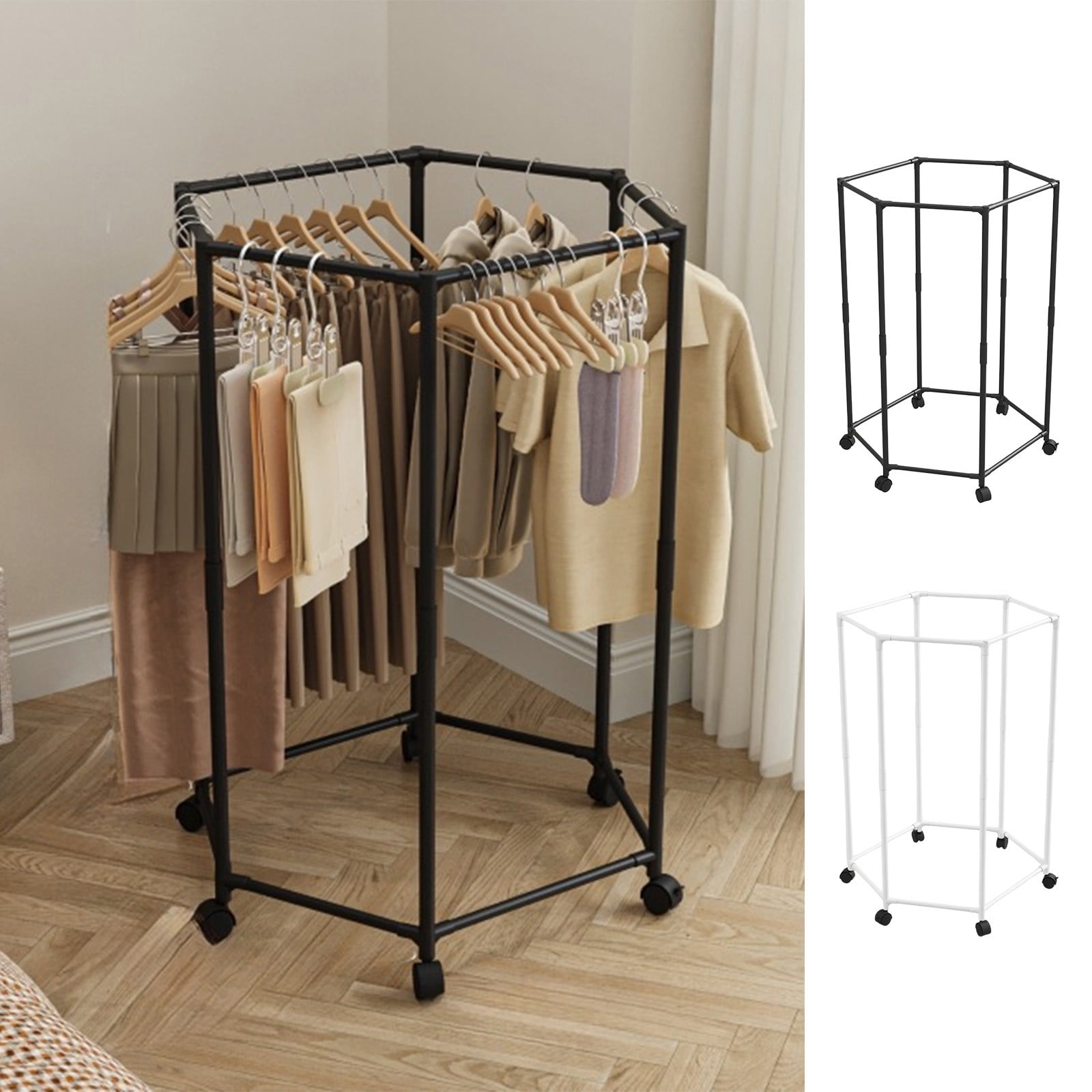 Wzzjkit Hexagonal Rotating Clothing Racks for Hanging Clothes ...