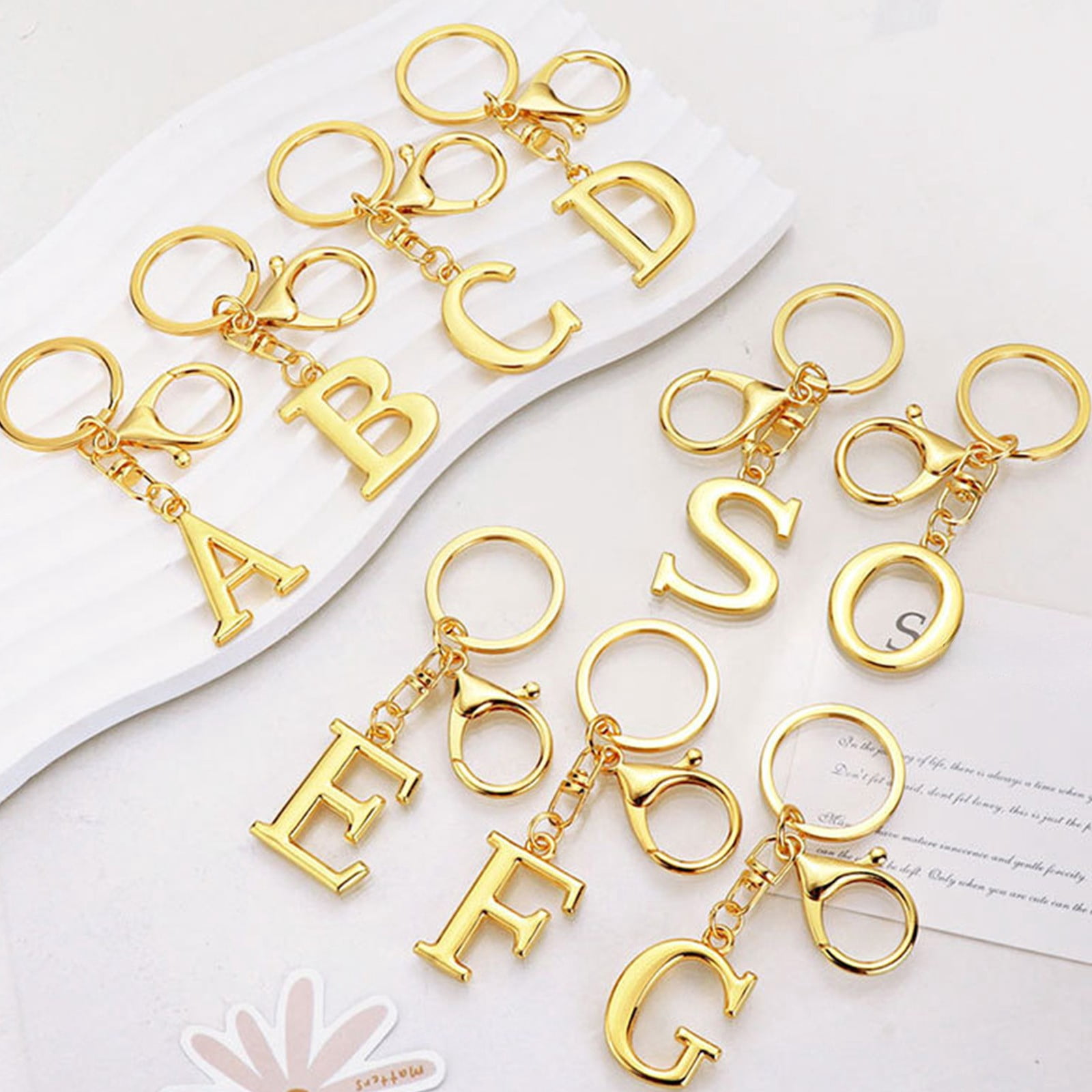 Wzzjkit Keychain for Women, Iron Gold Letters A to Z Key Chain Birthday ...