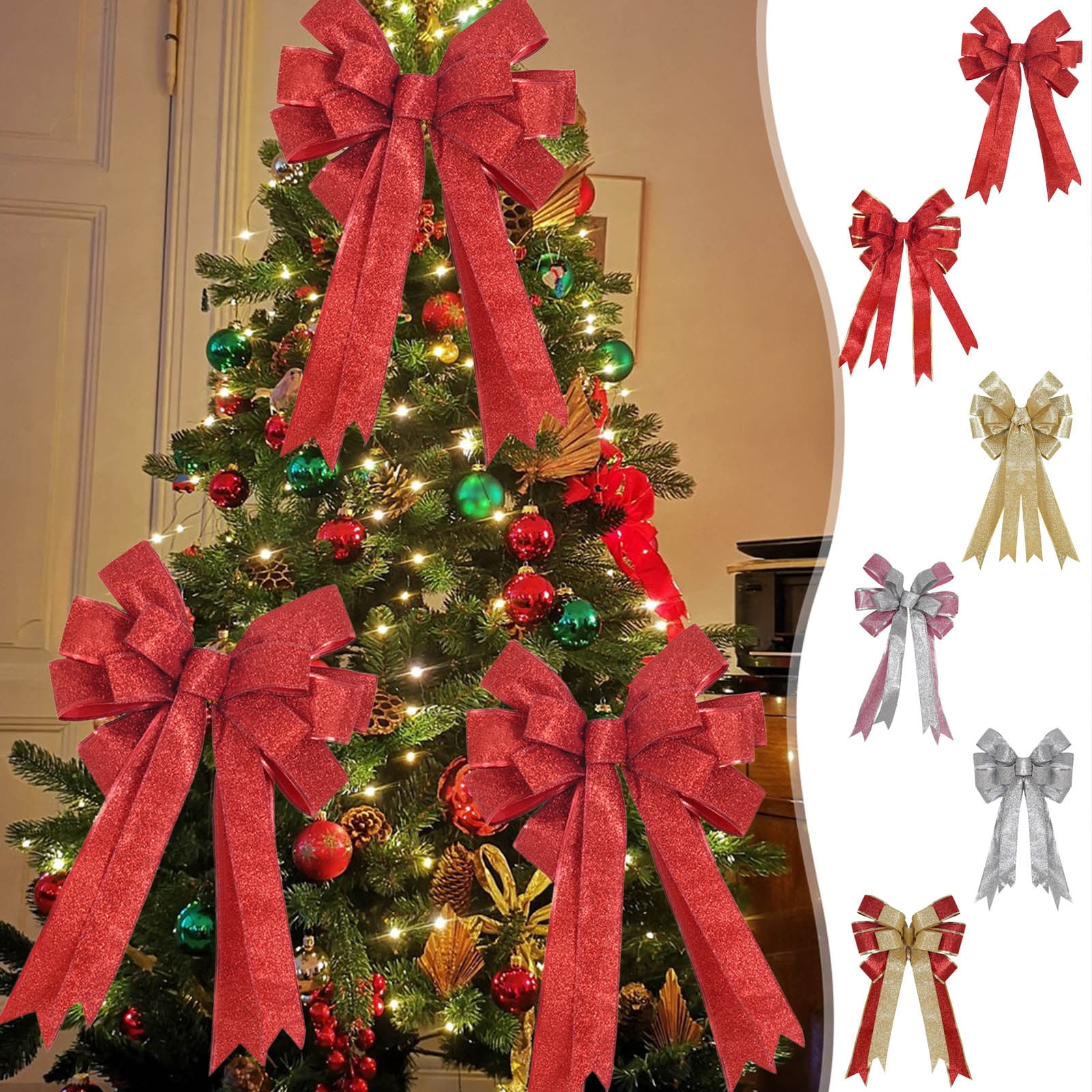 Wzzjkit Large Christmas Bow Velvet Wreath Bow Christmas Tree Topper ...