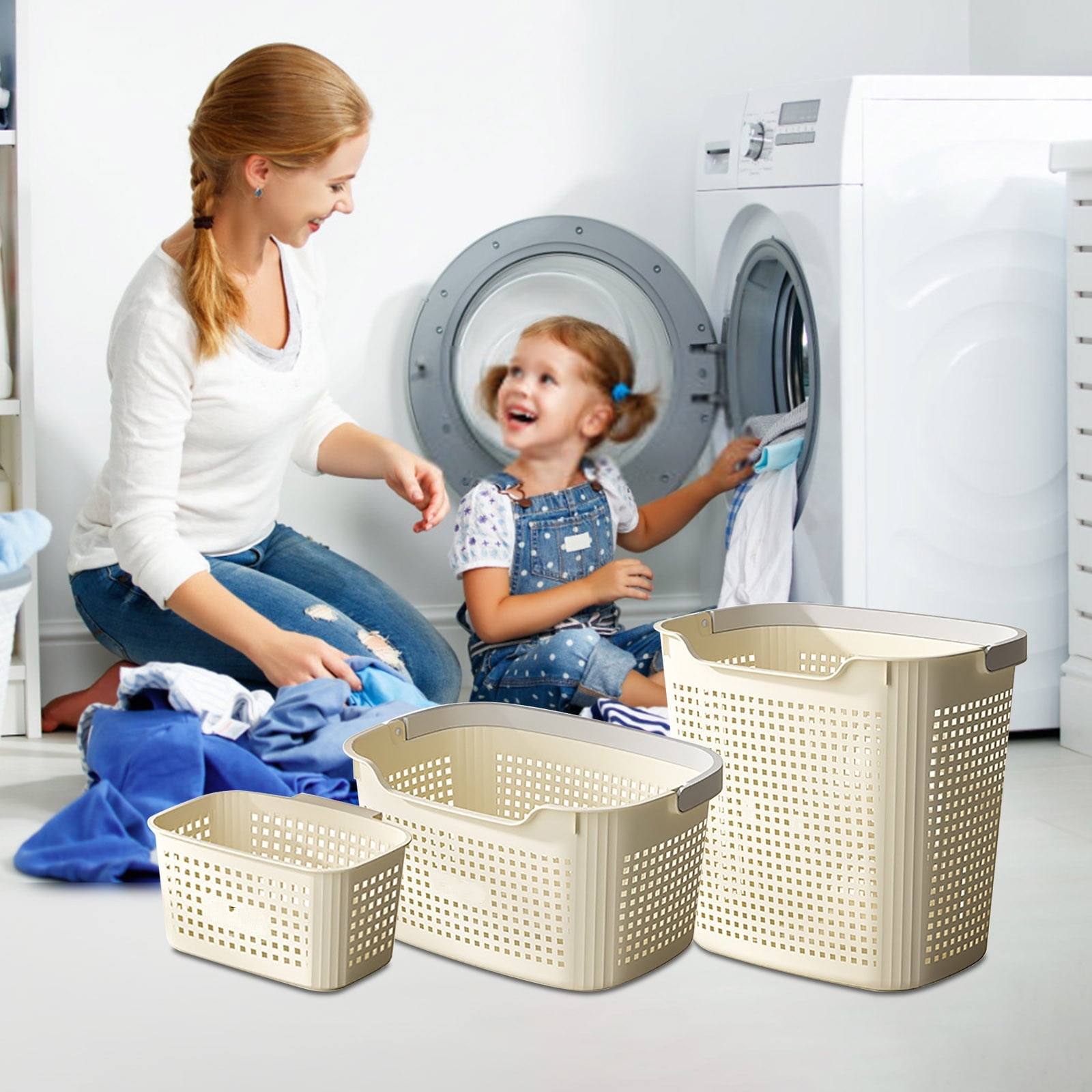 Wzzjkit Large Laundry Basket, Laundry Hamper Clothes Bucket ...