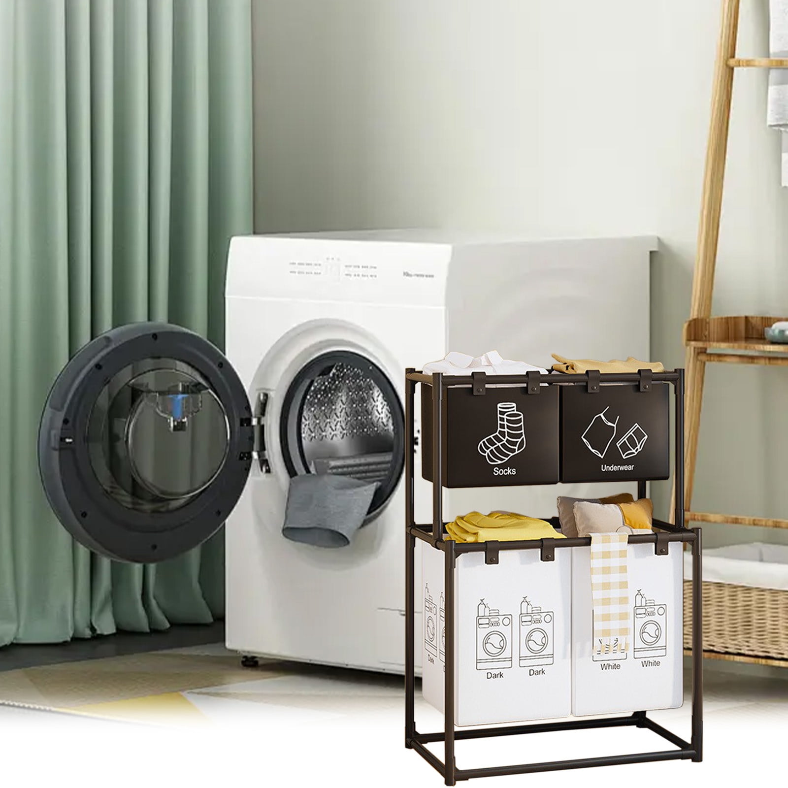 Wzzjkit Laundry Hamper Large Foldable Laundry Baskets, Freestanding ...