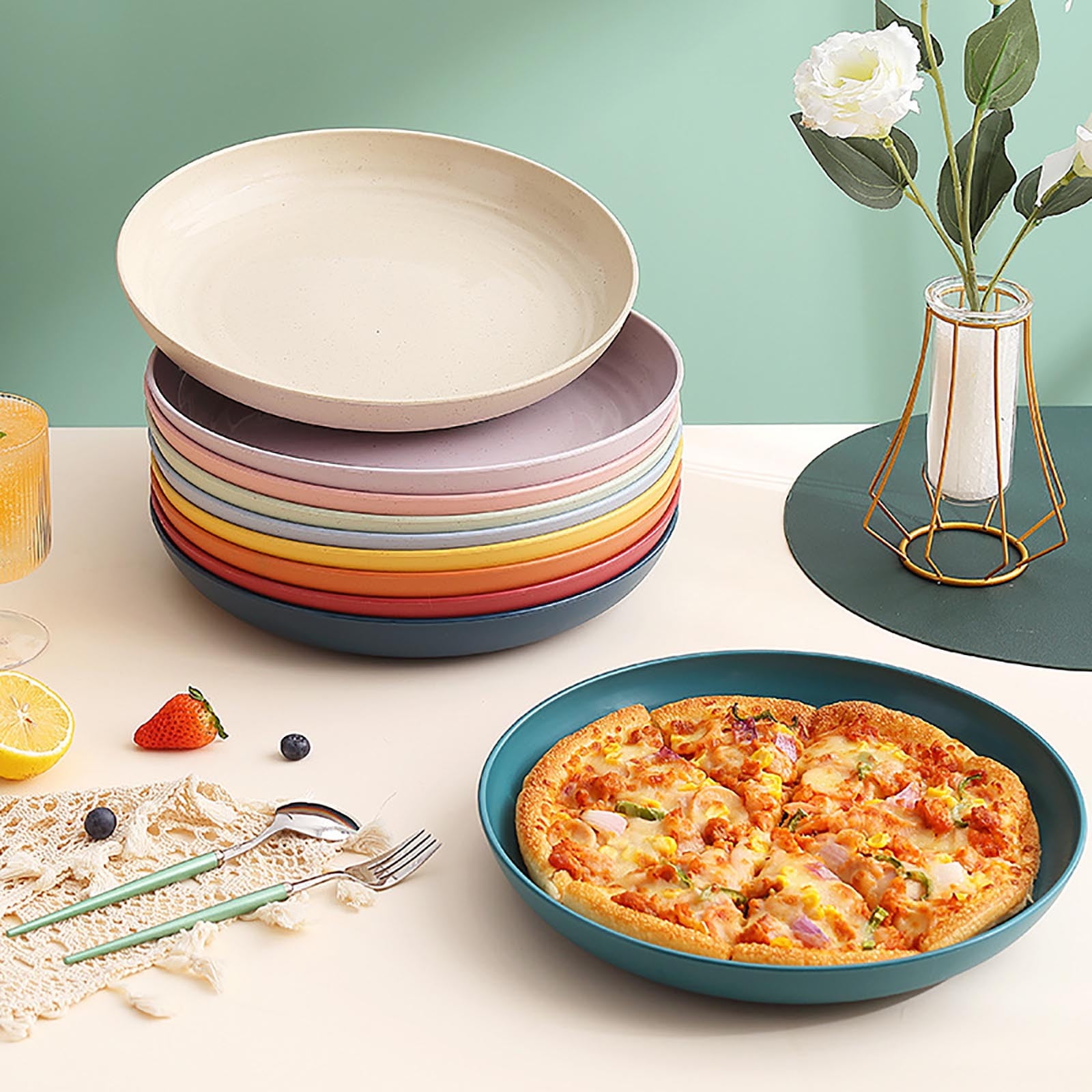 Wzzjkit Non Breakable Dinner Plates, 11in Salad Plates, Reusable ...