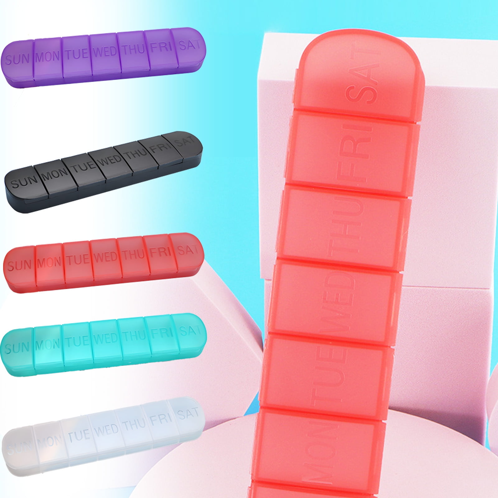 Wzzjkit Pill Organizer, Weekly Pill Organizer Pill Box, Transparent 7 ...