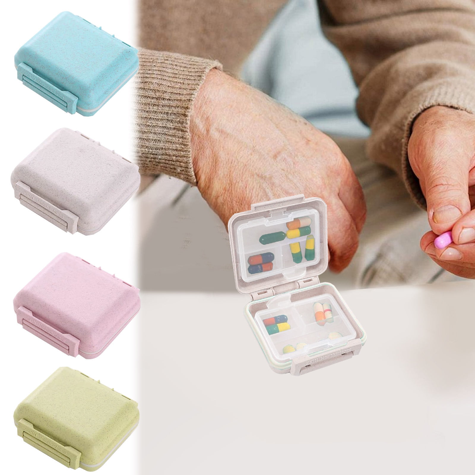 Wzzjkit Pill Organizer, Weekly Pill Organizer Pill Box, 6 Compartments ...