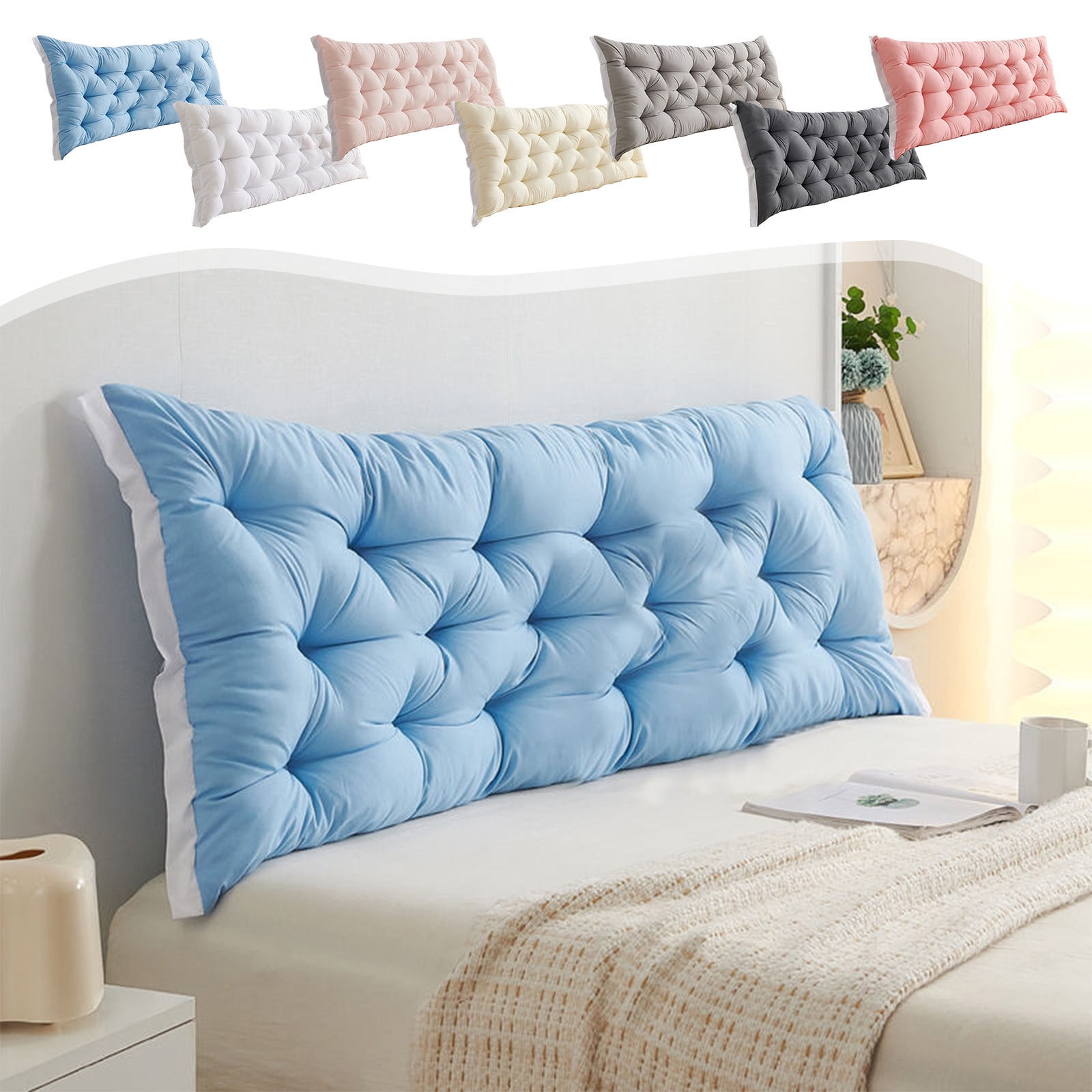 Wzzjkit Pillow Headboard with Removable Cover - Headboard Pillow ...
