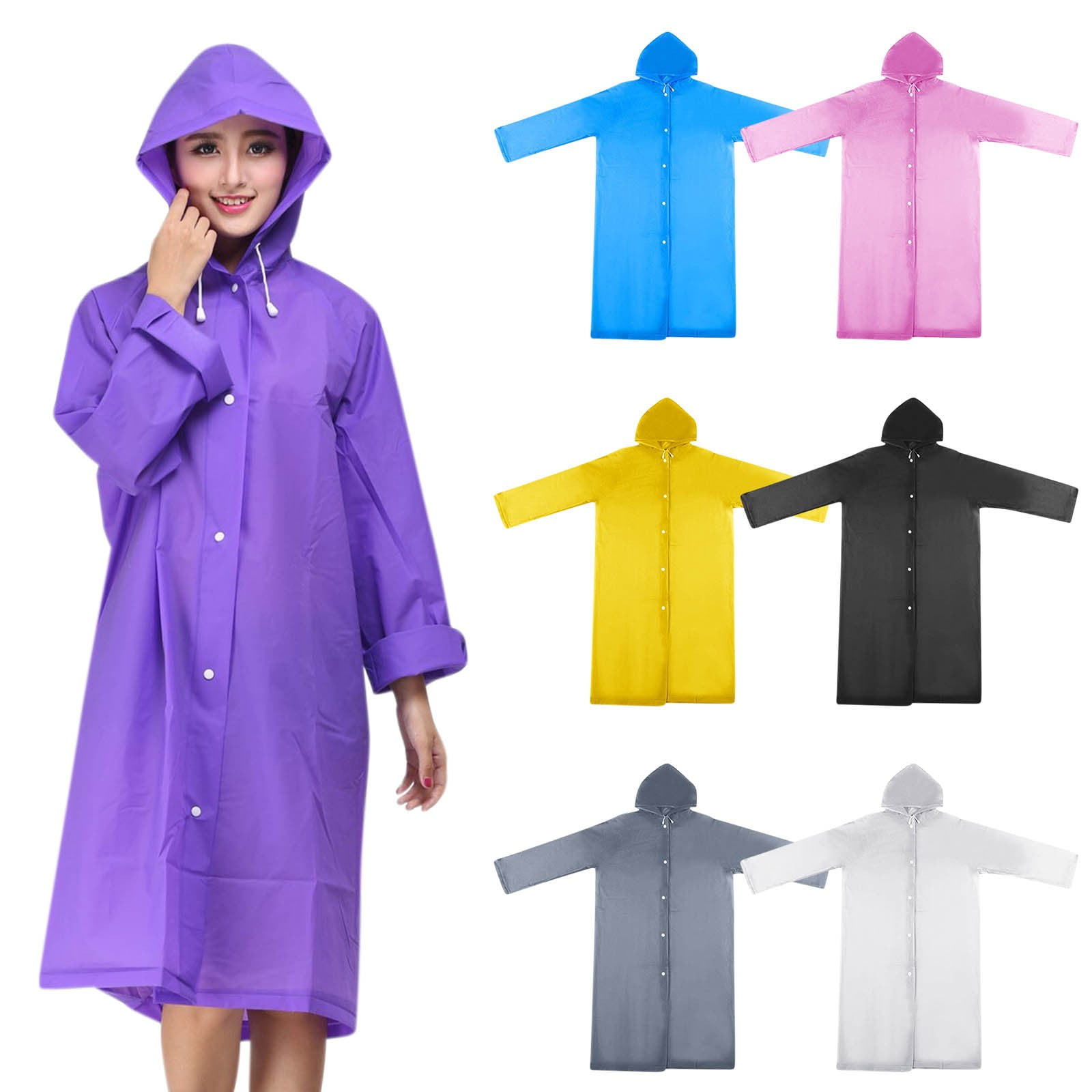 Wzzjkit Rain Coats for Women Portable Rain Cape Waterproof Outdoor ...
