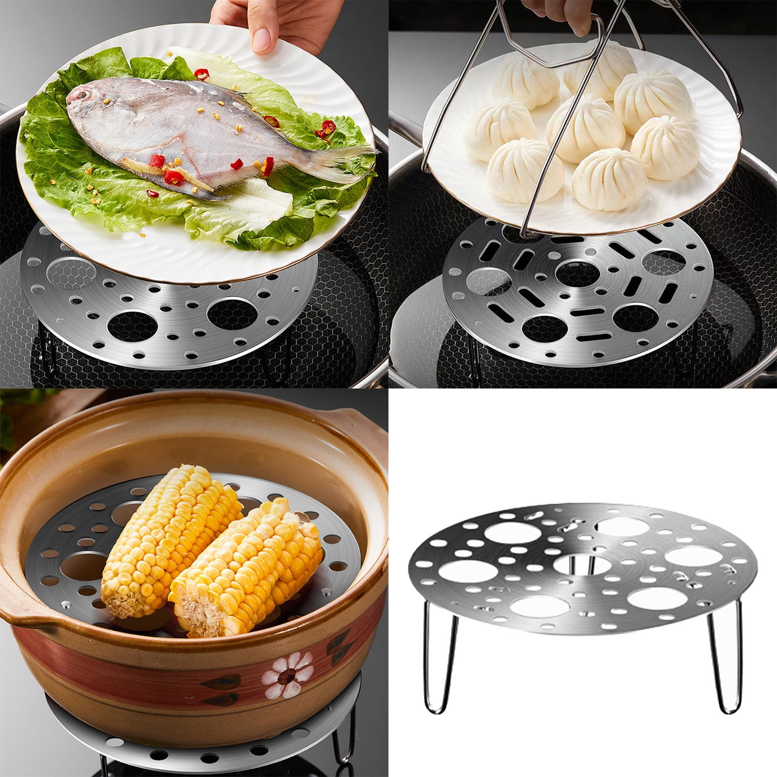 Wzzjkit Steamer Basket - Stainless Steel Circular Foldable Steaming ...