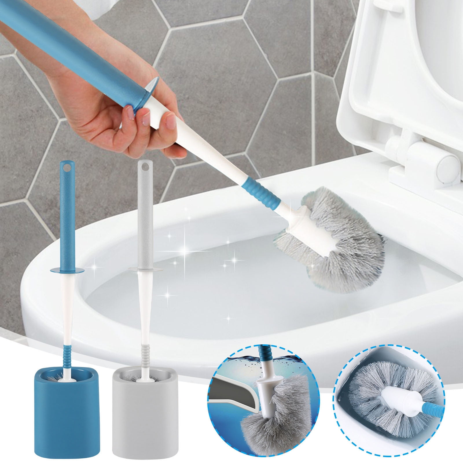 Wzzjkit Toilet Brush and Holder, Toilet Bowl Brush with Extra Long ...