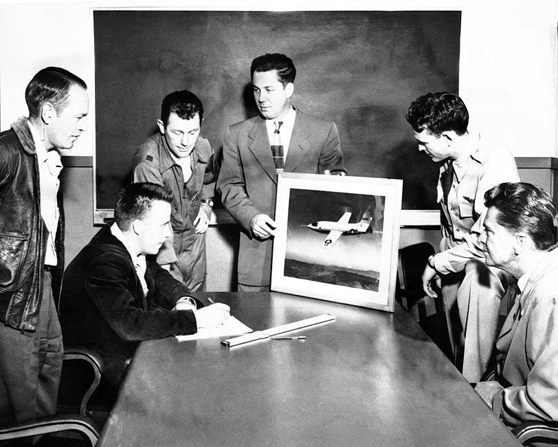 X-1 Flight Team Chuck Yeager & Others - 20x30 Inch Glossy Laminated ...
