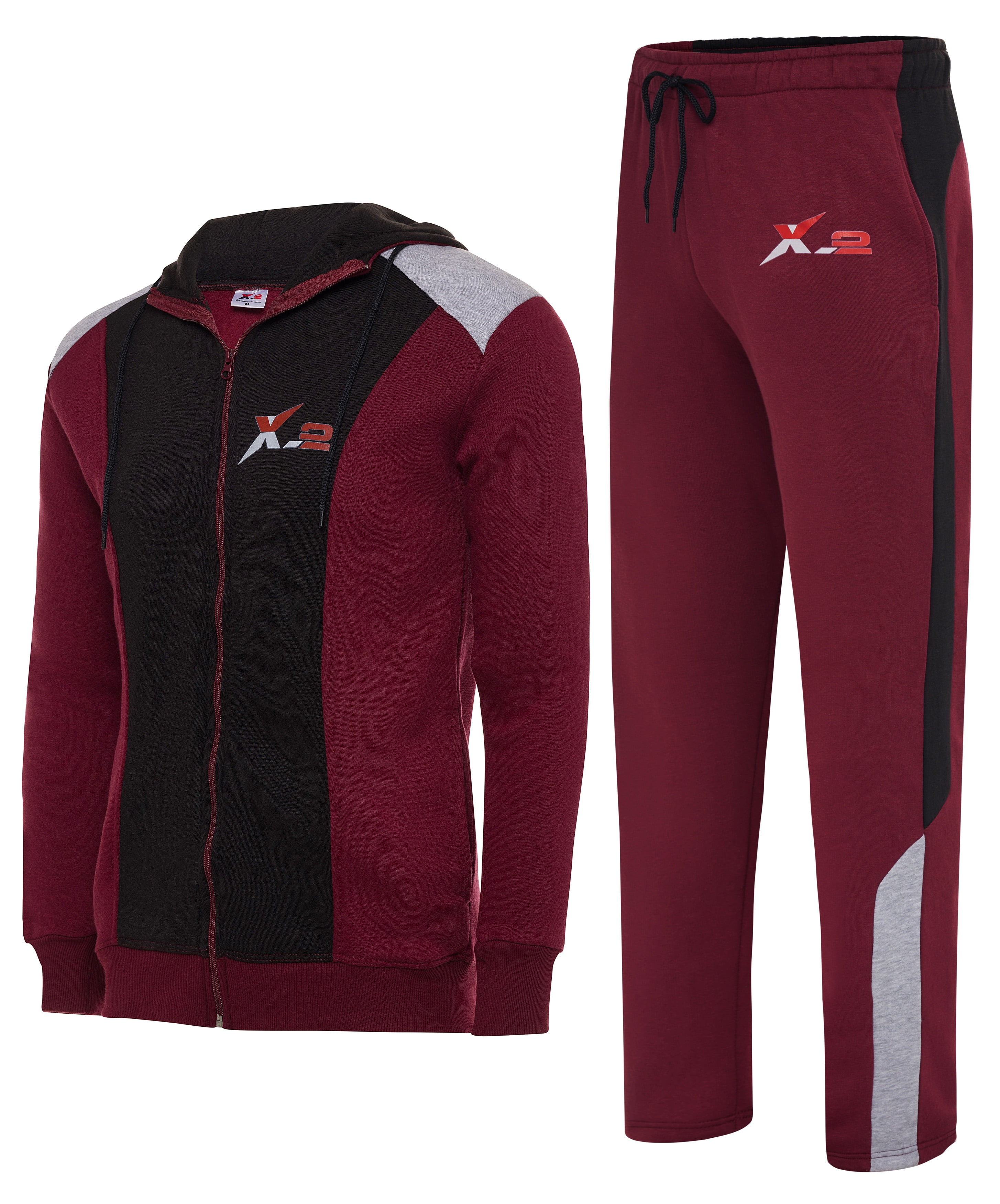 X-2 Men's Cotton Jogging Outfits, Full Zip Hooded Tracksuit, Athletic ...