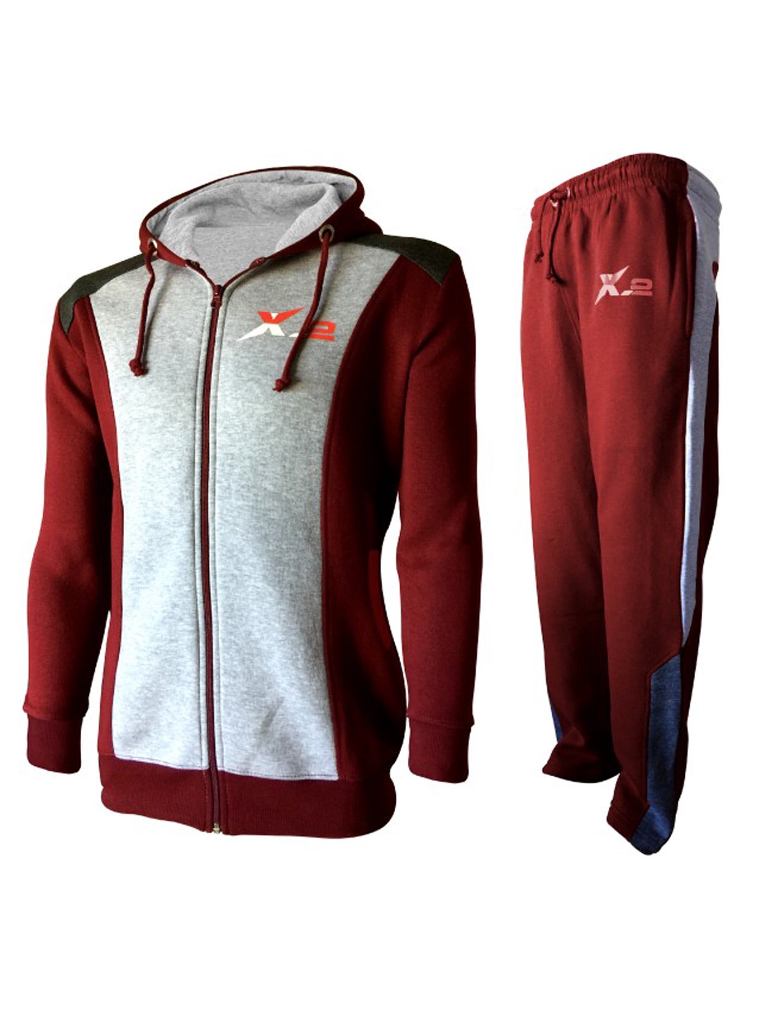 X-2 Men's Cotton Jogging Sweatsuit, Hooded Athletic Tracksuit, 2 Piece ...