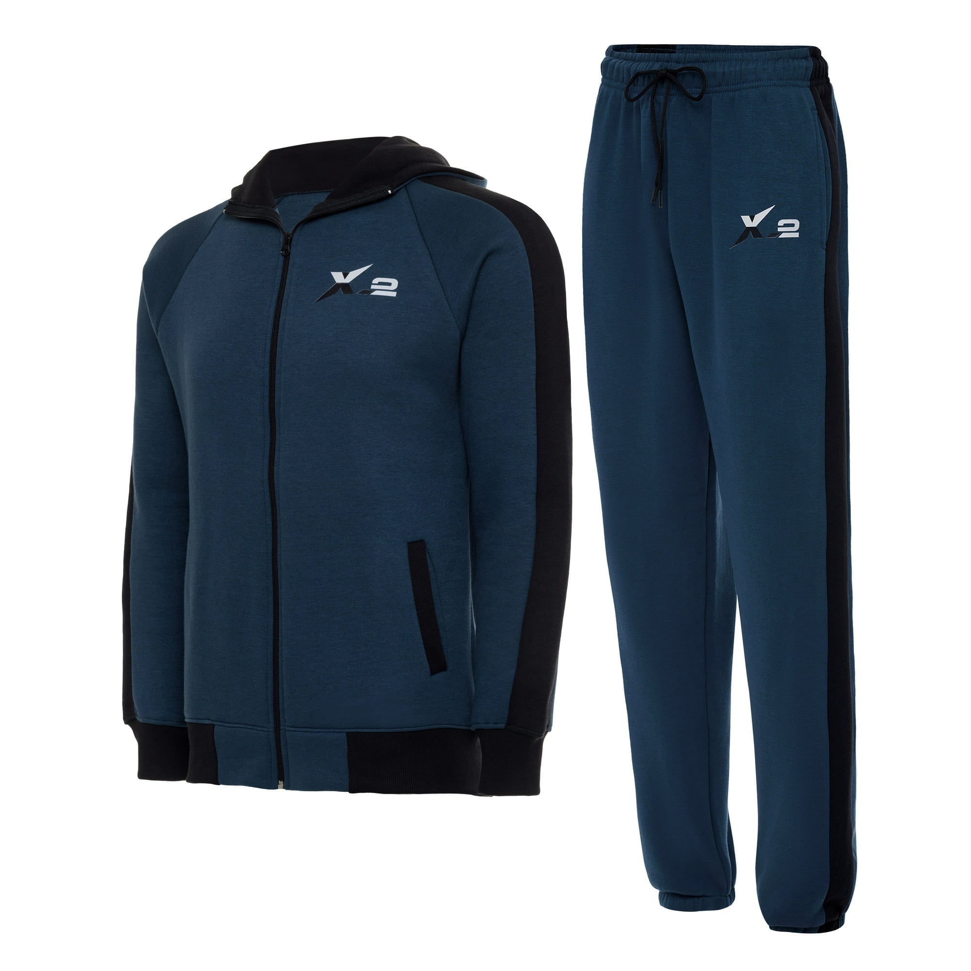 Skylinewears X-2 Men Track Suit Set, Teal Blue, Small, Full Zip, Hooded ...