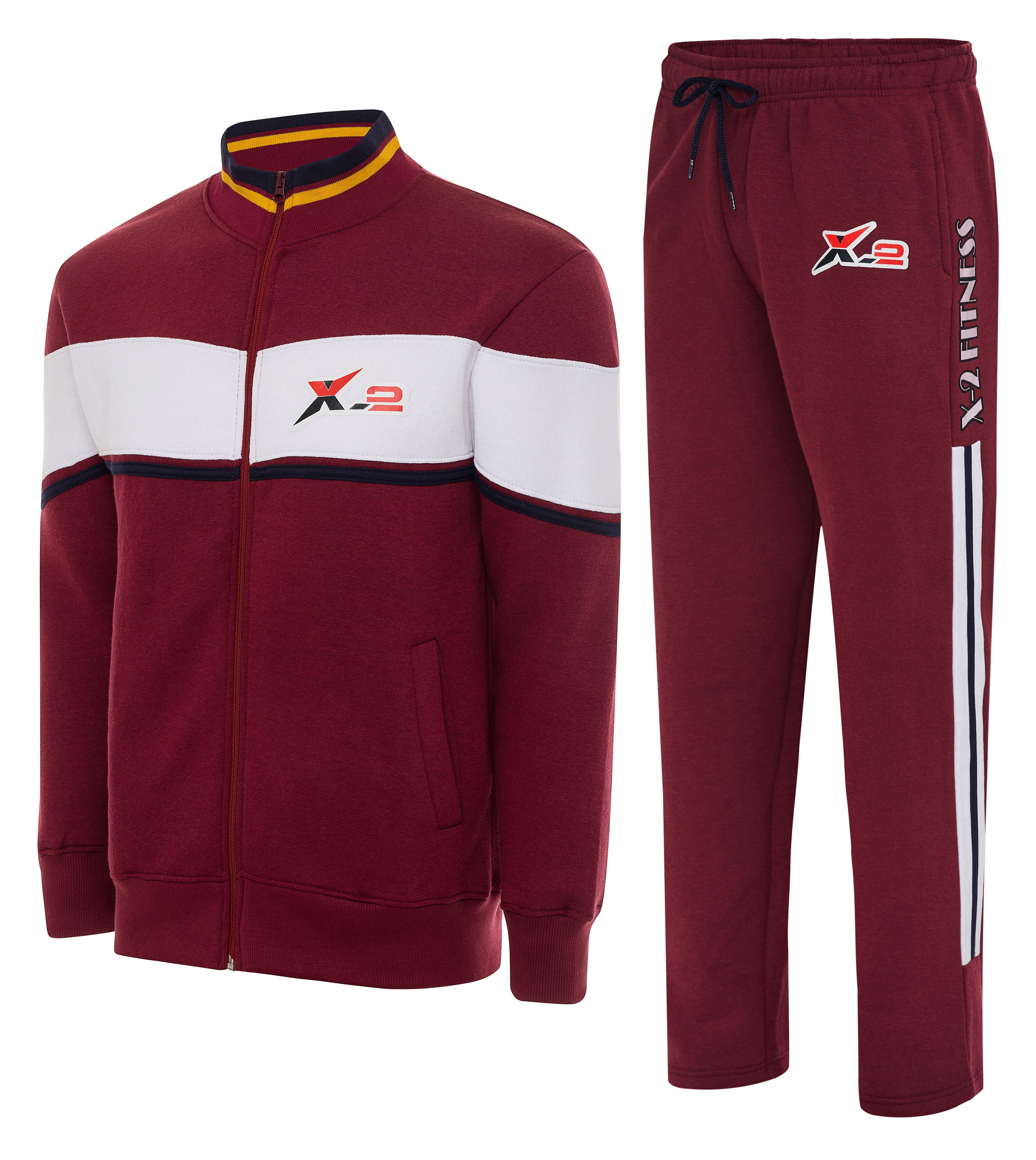 X-2 Men Tracksuits 2 Pieces Set Jogging Athletic Sports Set Maroon Size ...