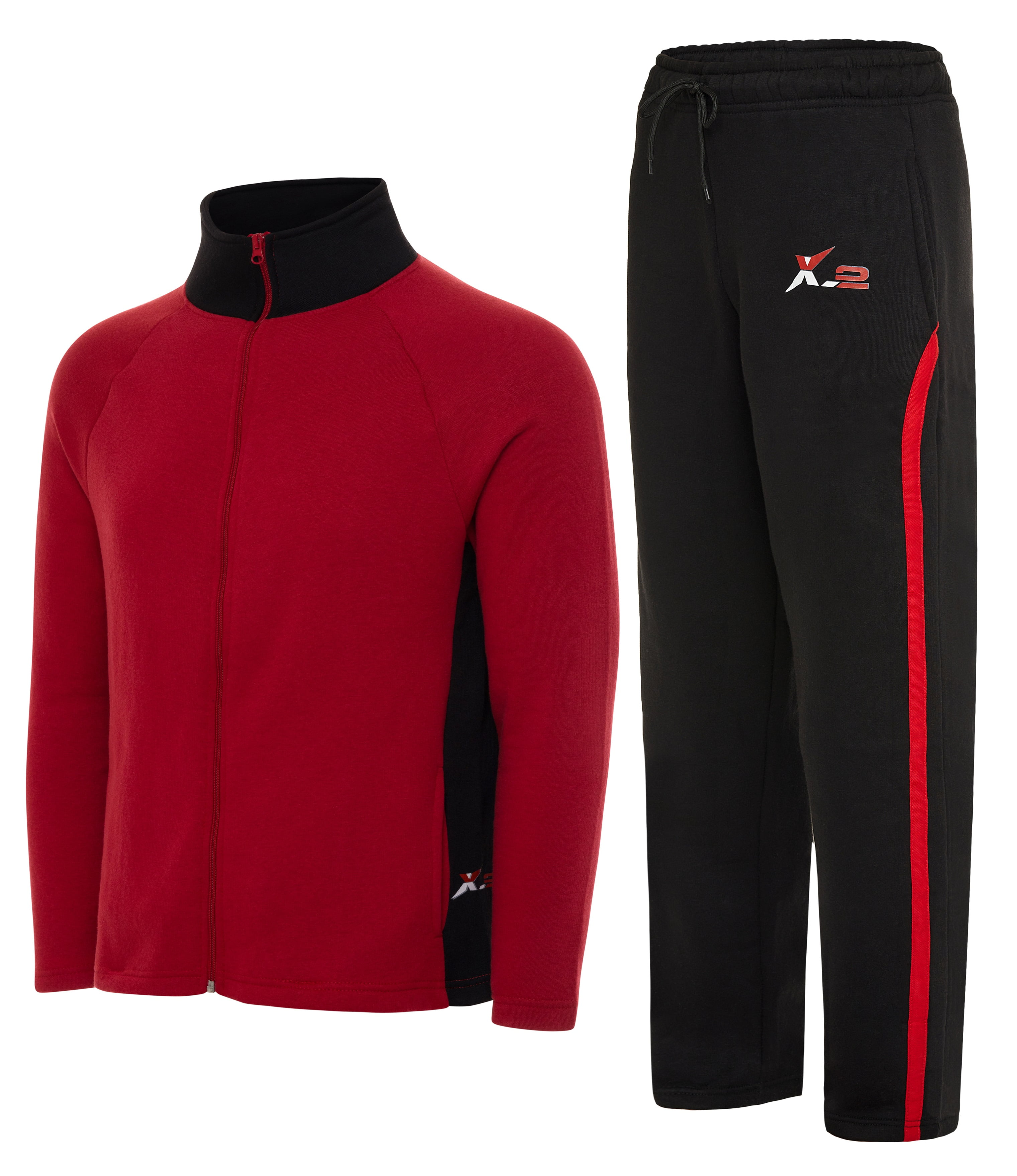 X-2 Men Tracksuits 2 Pieces Set Jogging Athletic Sports Set Red Black ...