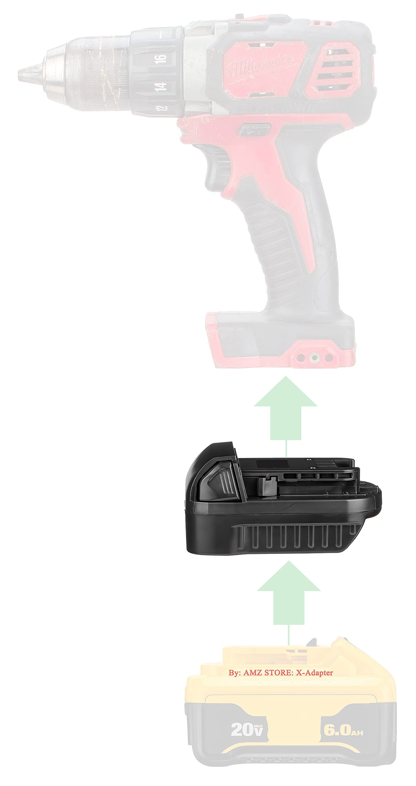 X-Adapter 1x Adapter for Milwaukee M18 Cordless Tools Fits for DeWalt ...