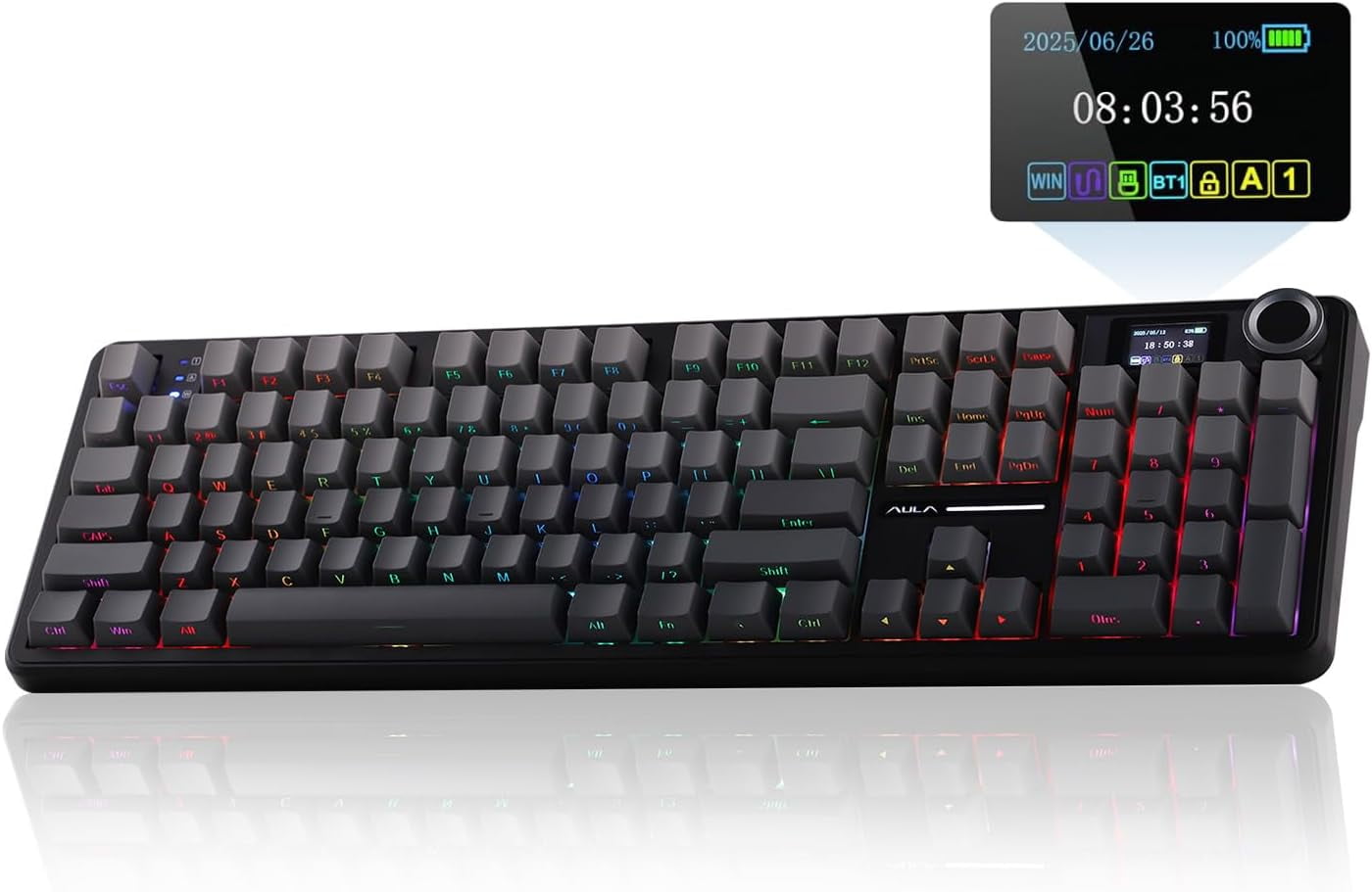 X Aula F108 Gaming Keyboard with Screen, 8000mAh , 104 Hot-Swappable ...