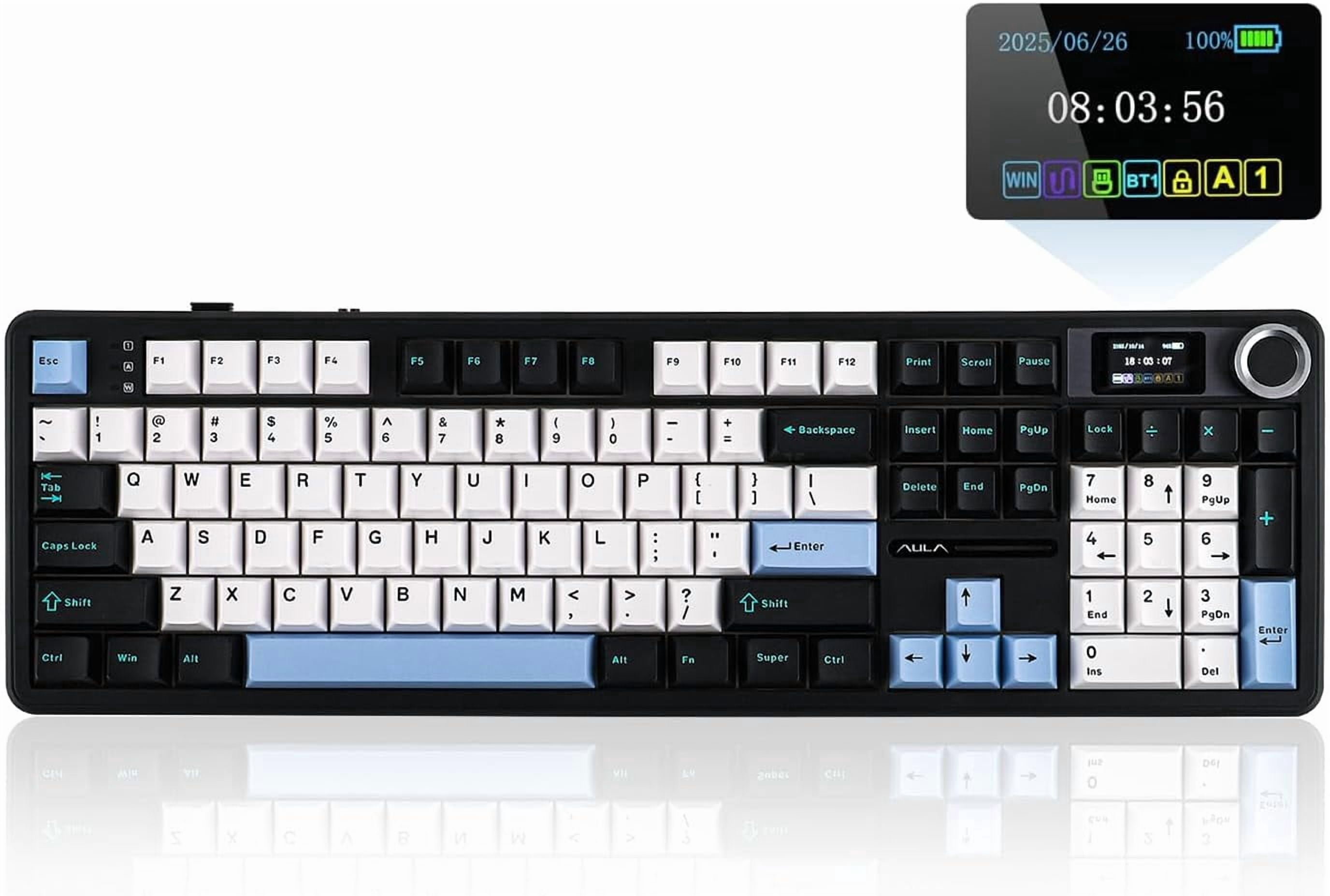 X Aula F108 Gaming Keyboard with Screen, 8000mAh , 104 Hot-Swappable ...