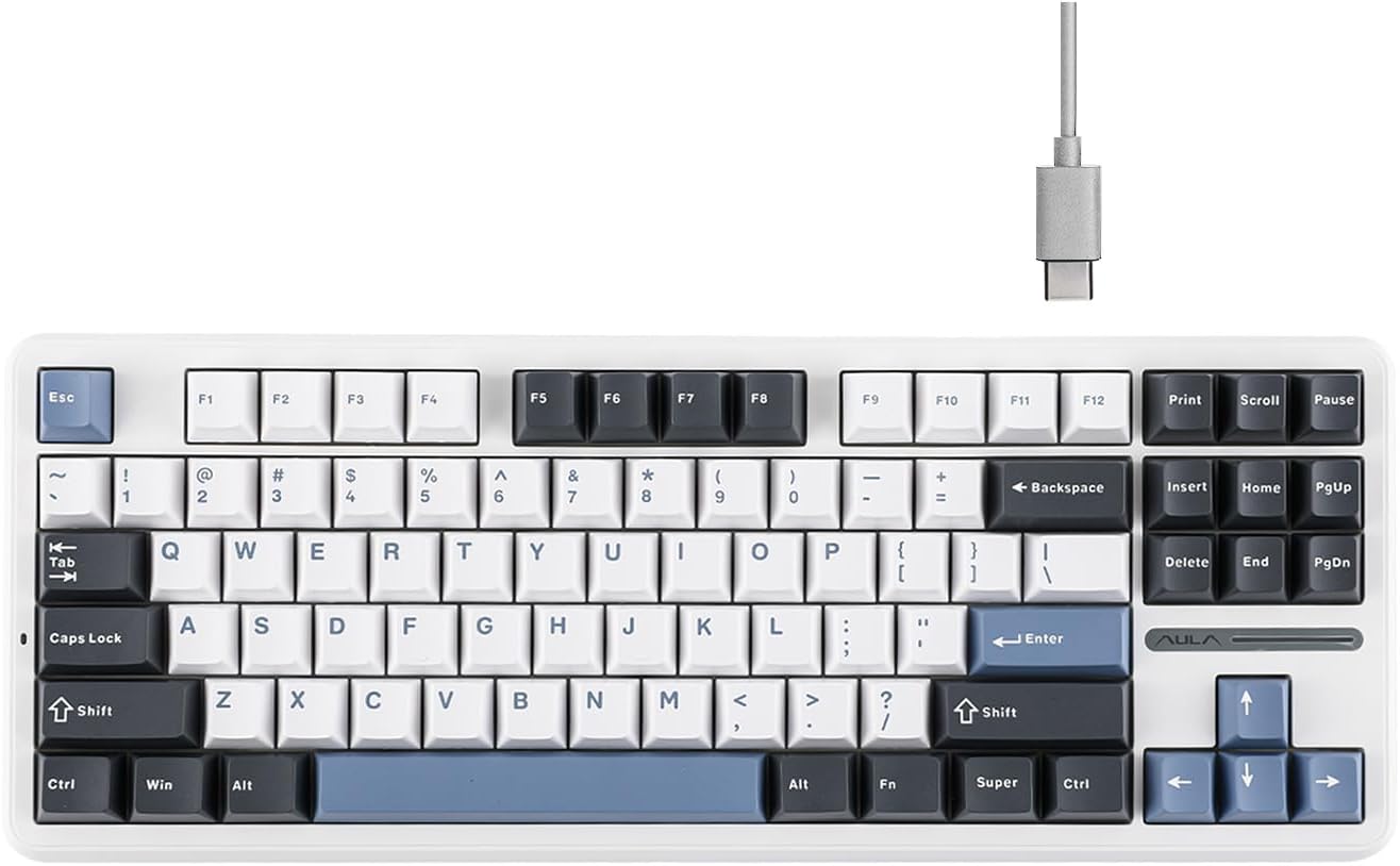 X Aula F87 Wired Mechanical Keyboard, 87 Keys Compact Tkl Gasket Gaming ...