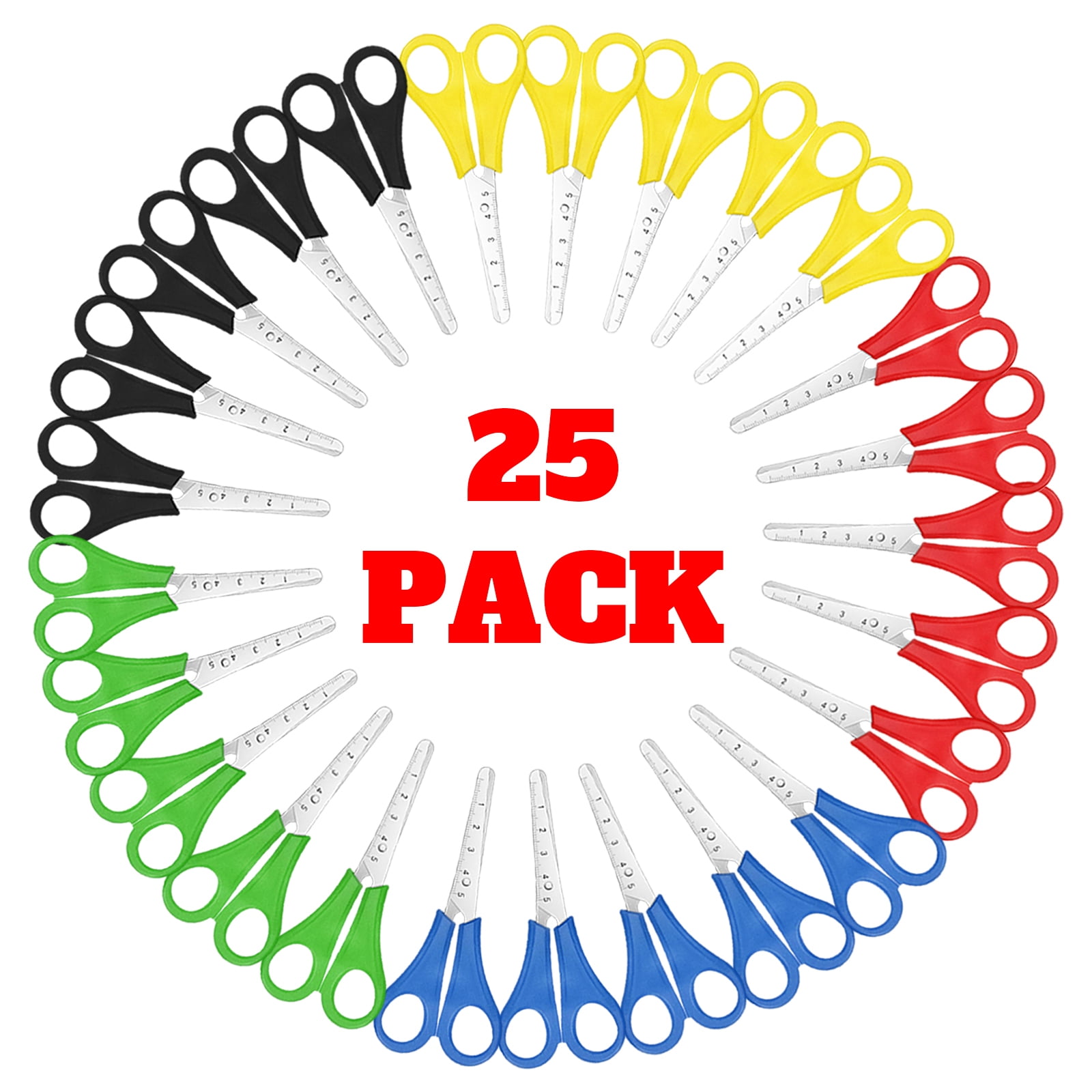 AGCAN 25 Pack Scissors Bulk with scale, 5 Inch Blunt Tip Safety ...